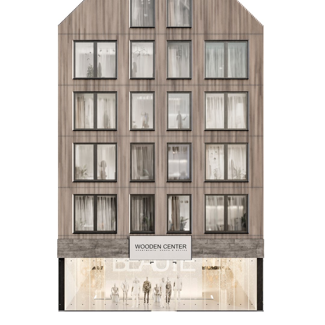 3D Modern Residential Facade 03 At Night - TurboSquid 1903957