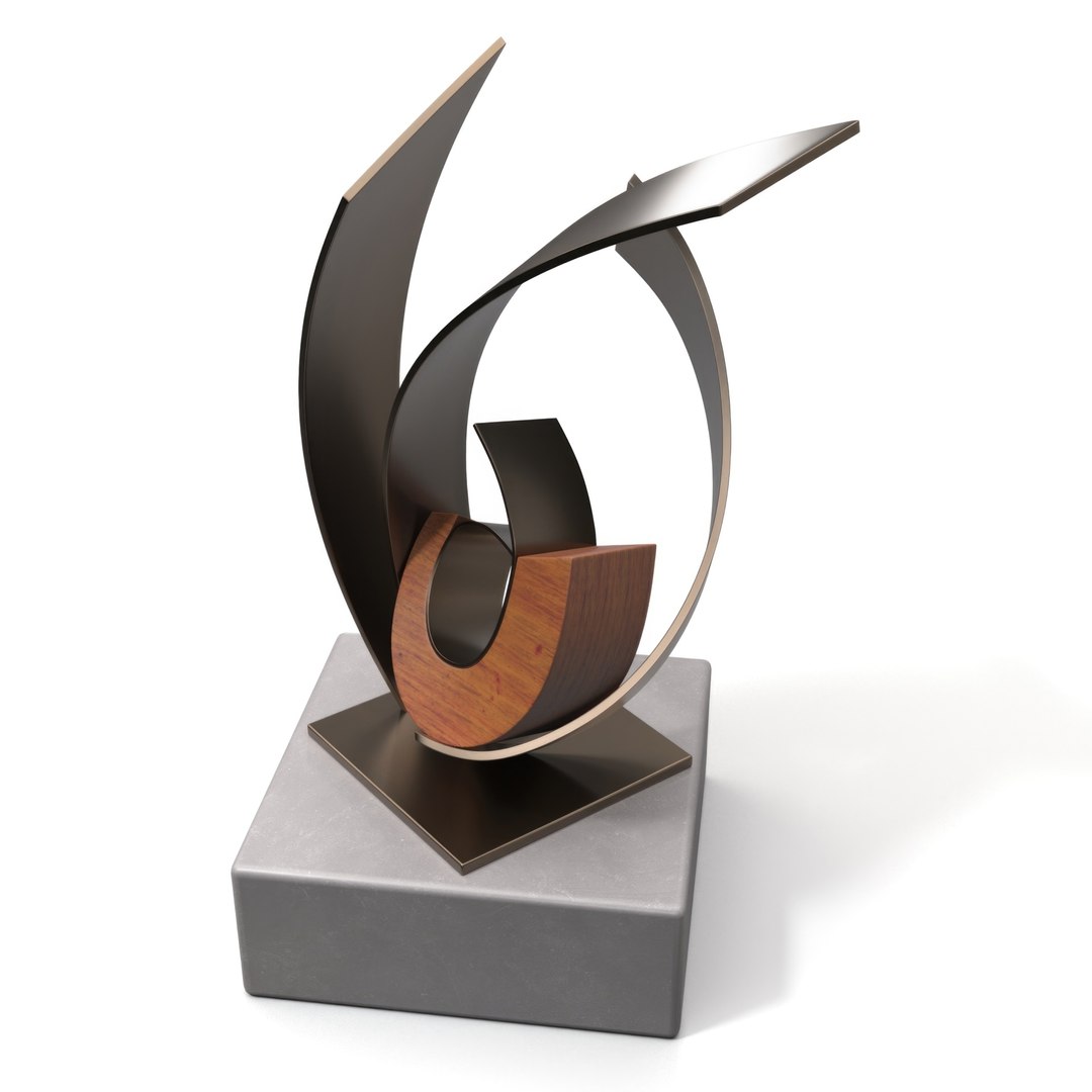 Metal And Wood With Stone Base Sculpture PBR Model - TurboSquid 2227674