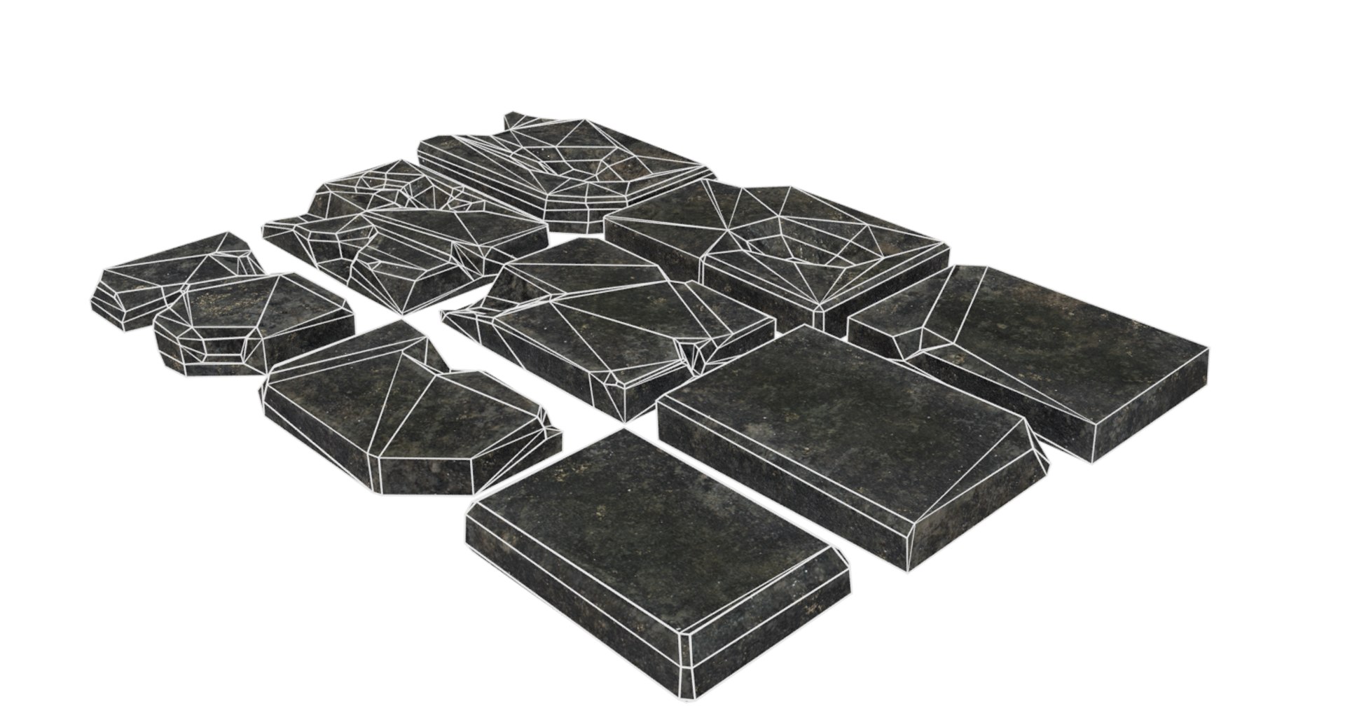 Stone Plates Damage 3d 3ds