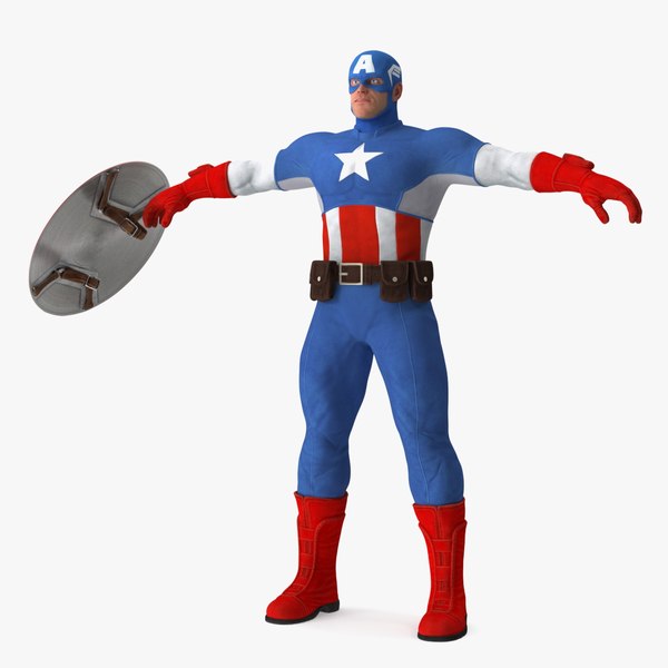 modelo 3d Personaje de dibujos animados Capitán América T-pose ...