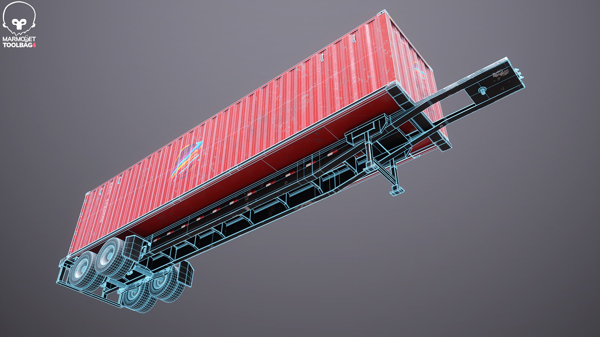 Used Old ISO Shipping Container Semi Trailer 3D - TurboSquid 2313758