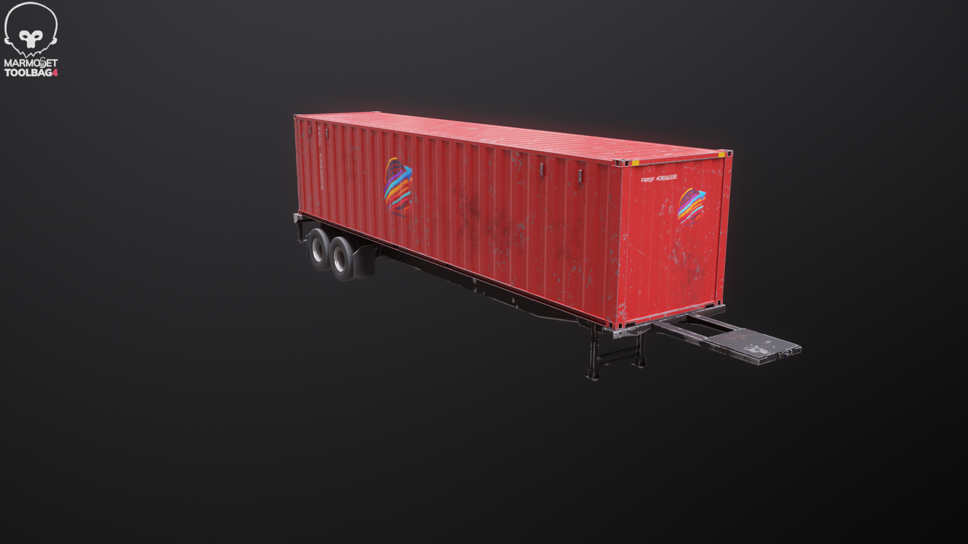 Used Old ISO Shipping Container Semi Trailer 3D - TurboSquid 2313758