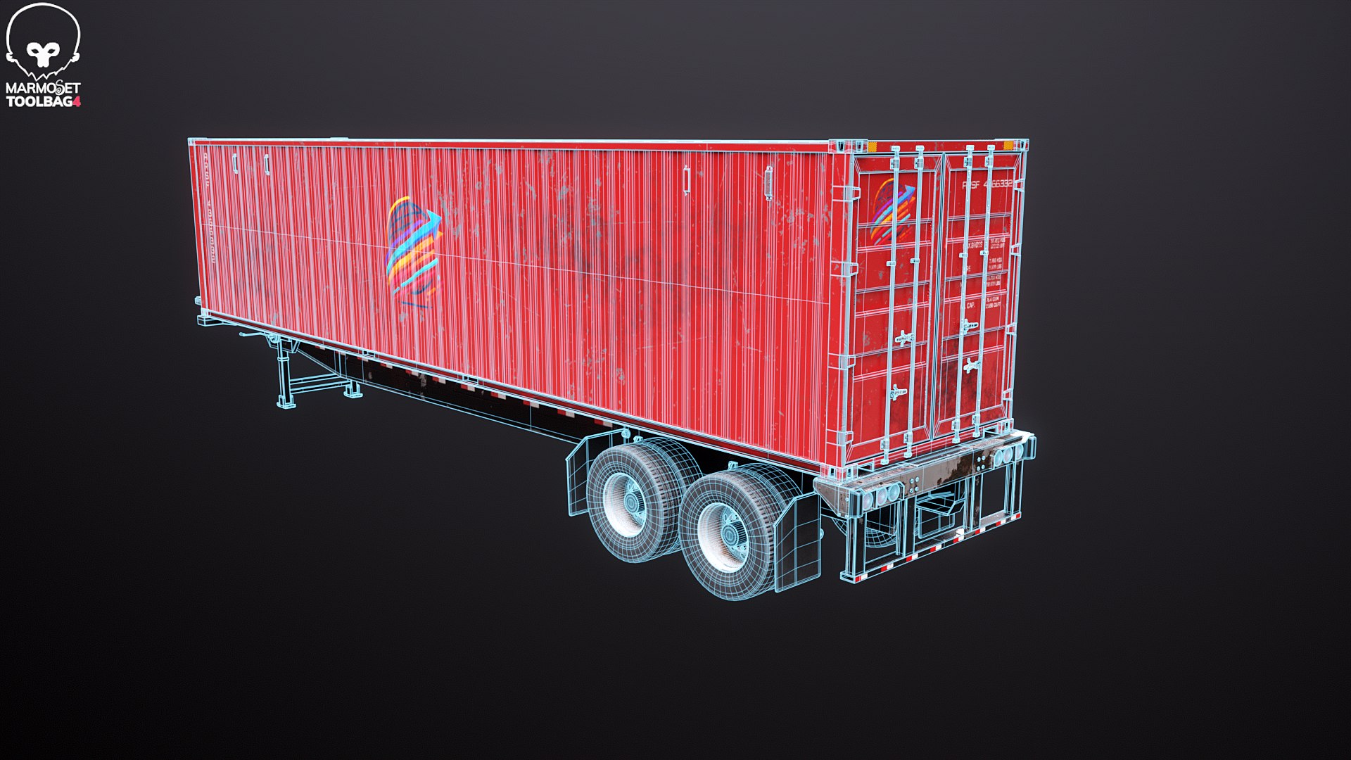 Used Old ISO Shipping Container Semi Trailer 3D - TurboSquid 2313758