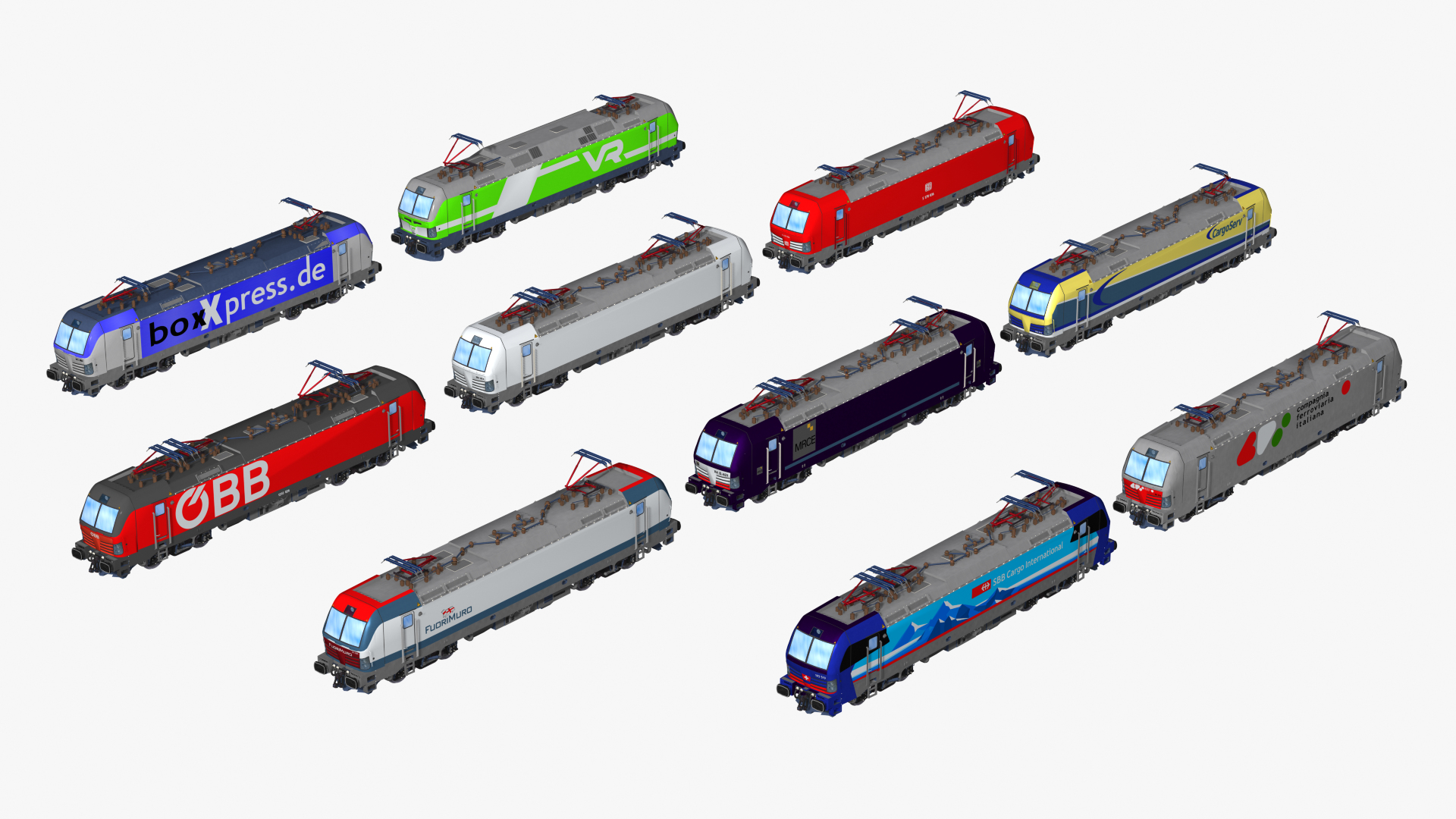 3D Collection Of 10 Siemens Vectron Locomotives In Different Types And ...