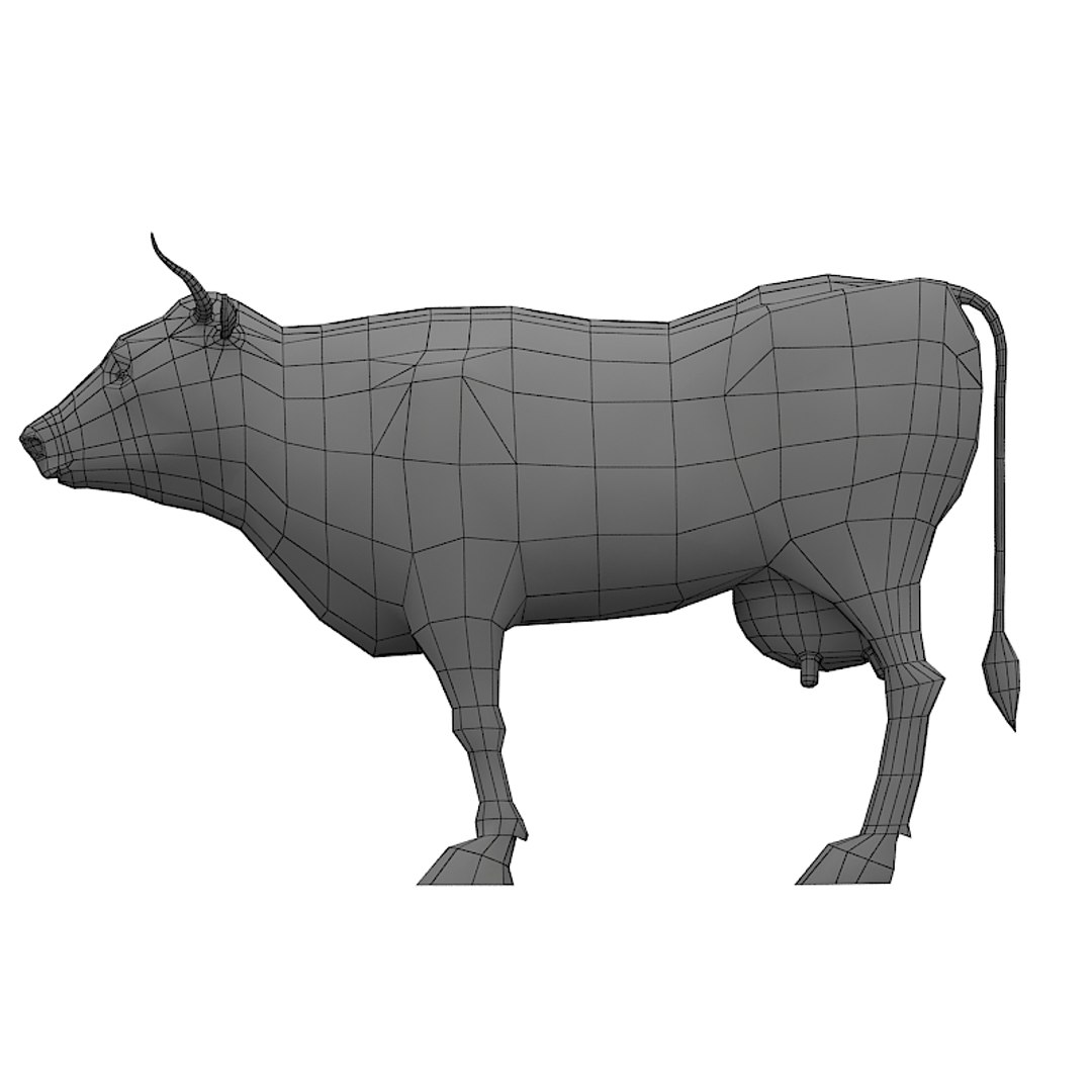 3d model polygonal cow