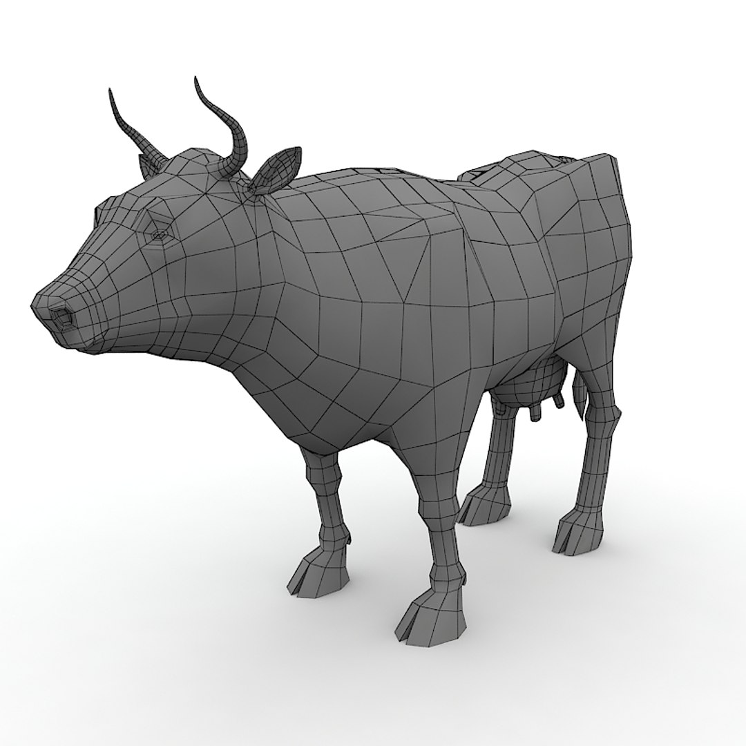 3d model polygonal cow