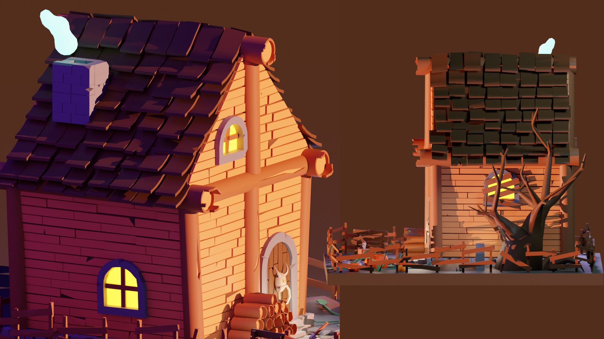 3D Scary Low Poly Halloween House - TurboSquid 1958997