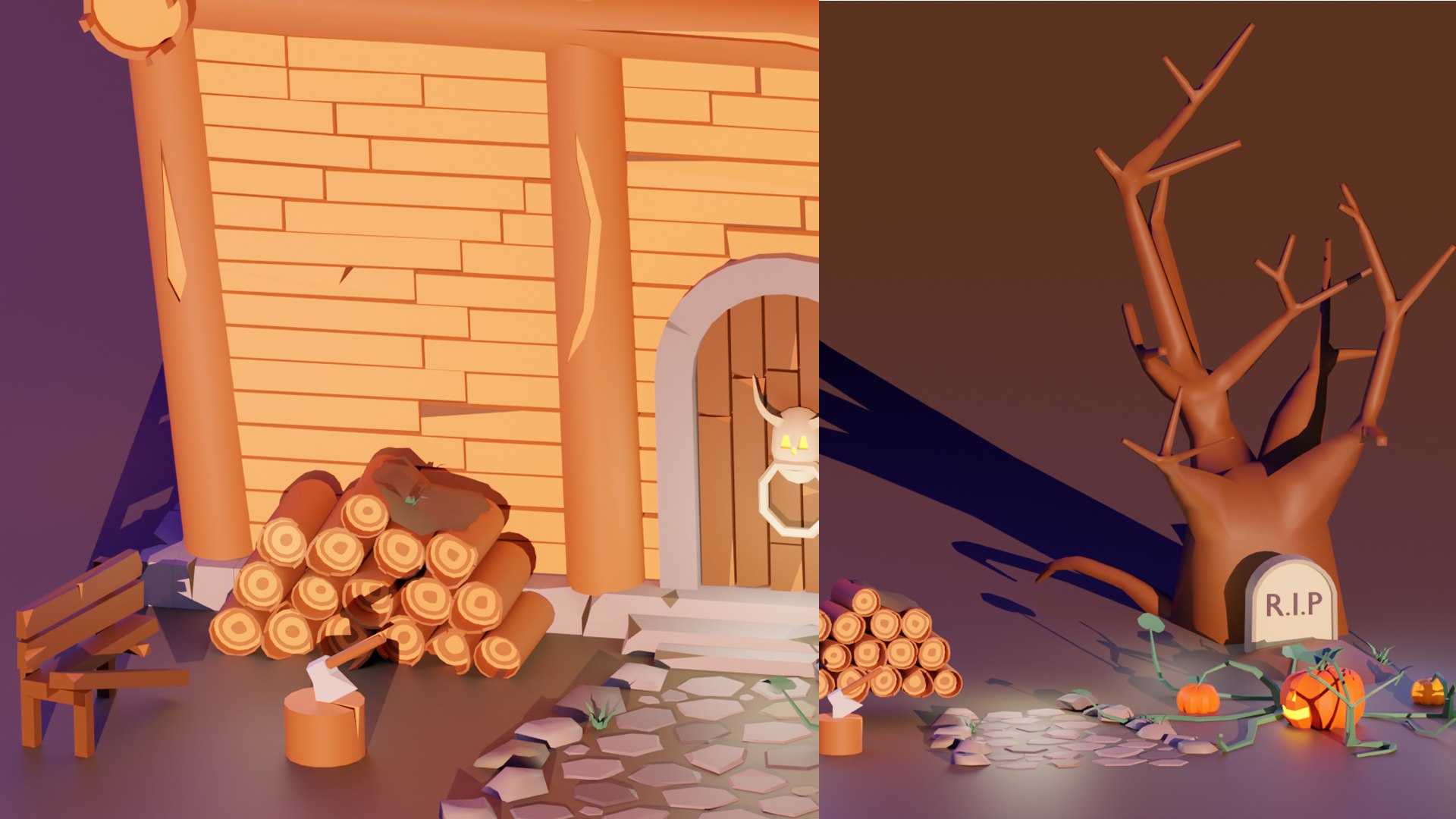 3D Scary Low Poly Halloween House - TurboSquid 1958997