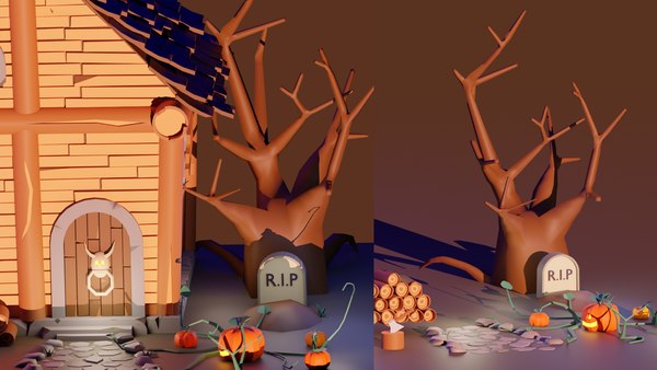 3D Scary low poly halloween house - TurboSquid 1958997