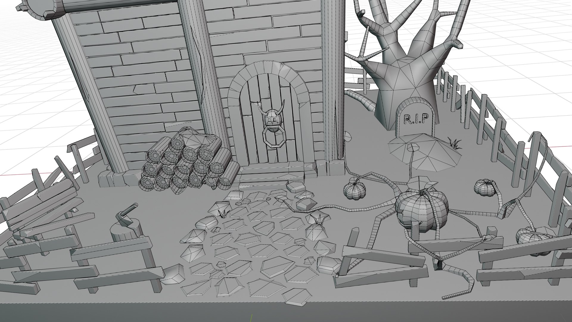 3D Scary Low Poly Halloween House - TurboSquid 1958997