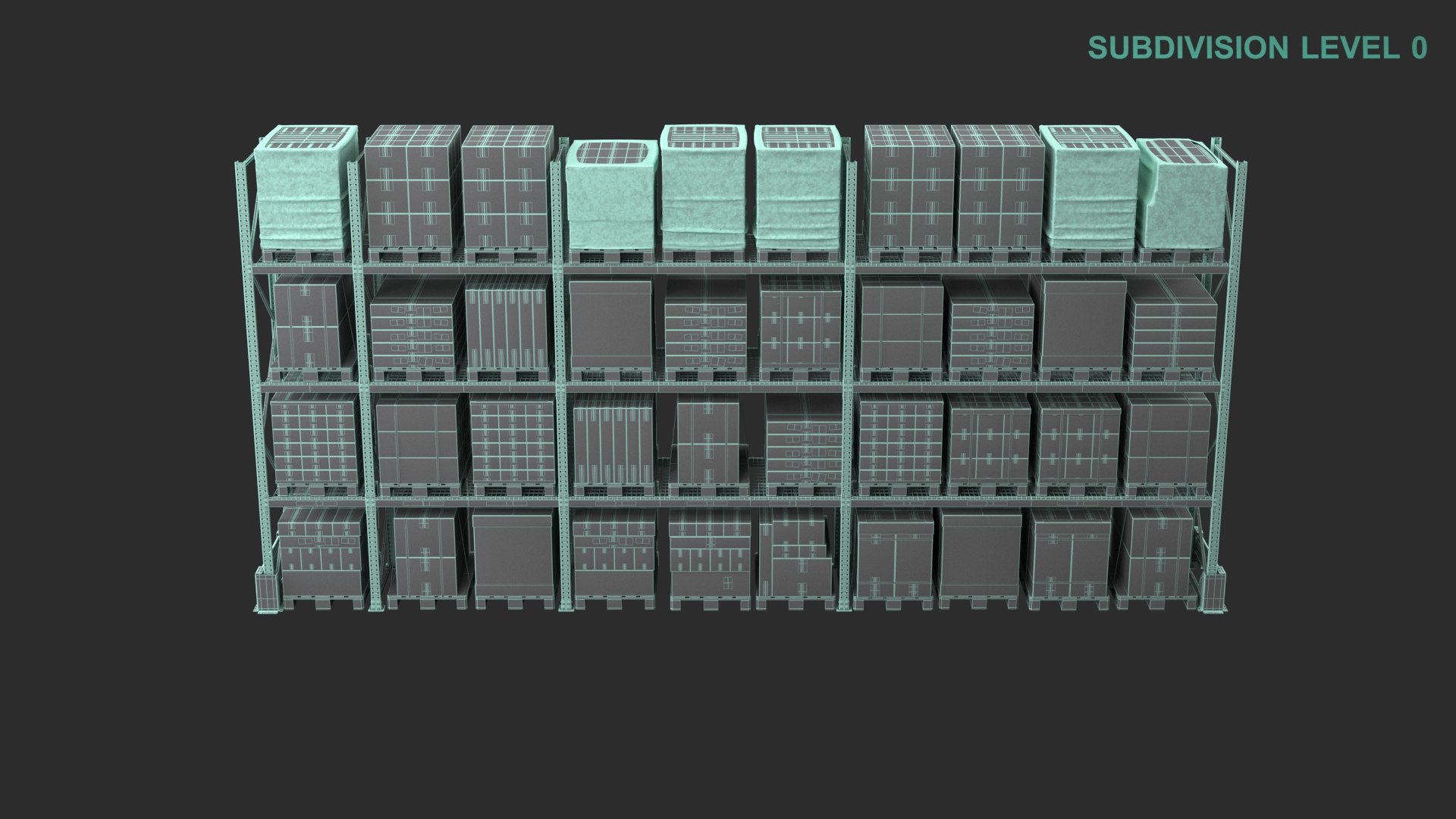 Warehouse Shelf With Pallets 3D model - TurboSquid 2089144