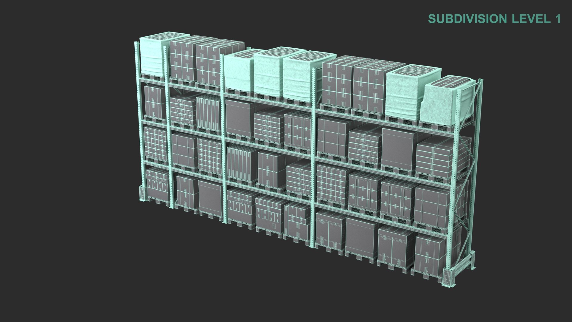 Warehouse Shelf With Pallets 3D model - TurboSquid 2089144