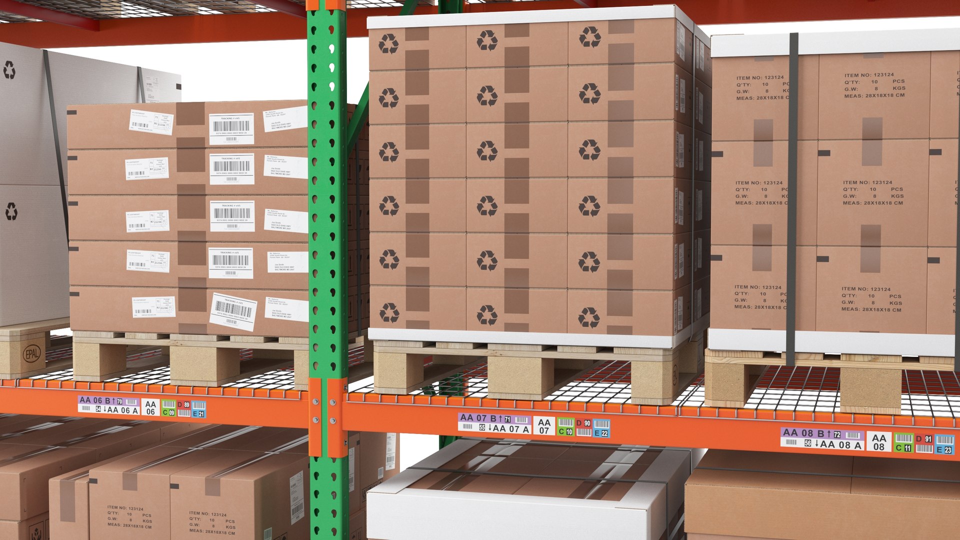 Warehouse Shelf With Pallets 3D model - TurboSquid 2089144