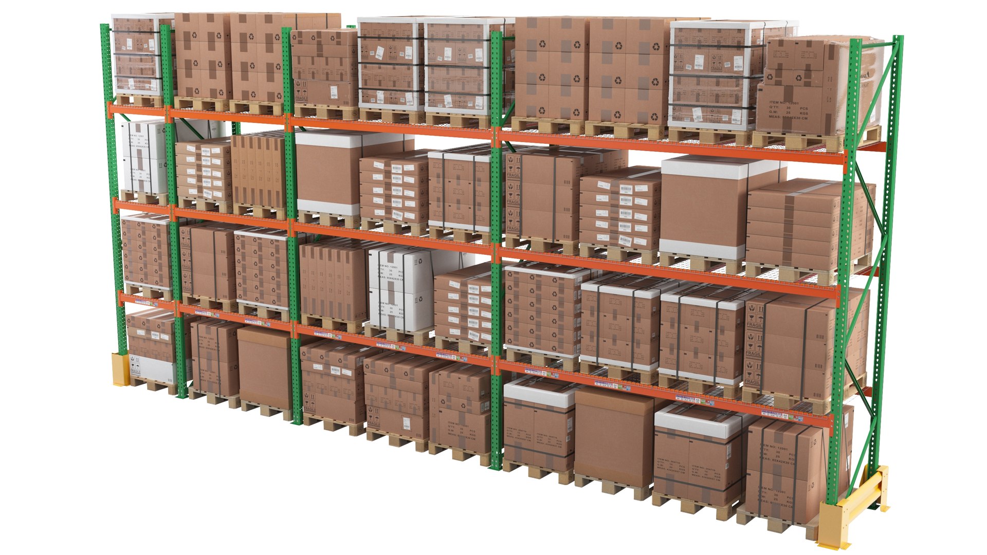 Warehouse Shelf With Pallets 3D model - TurboSquid 2089144