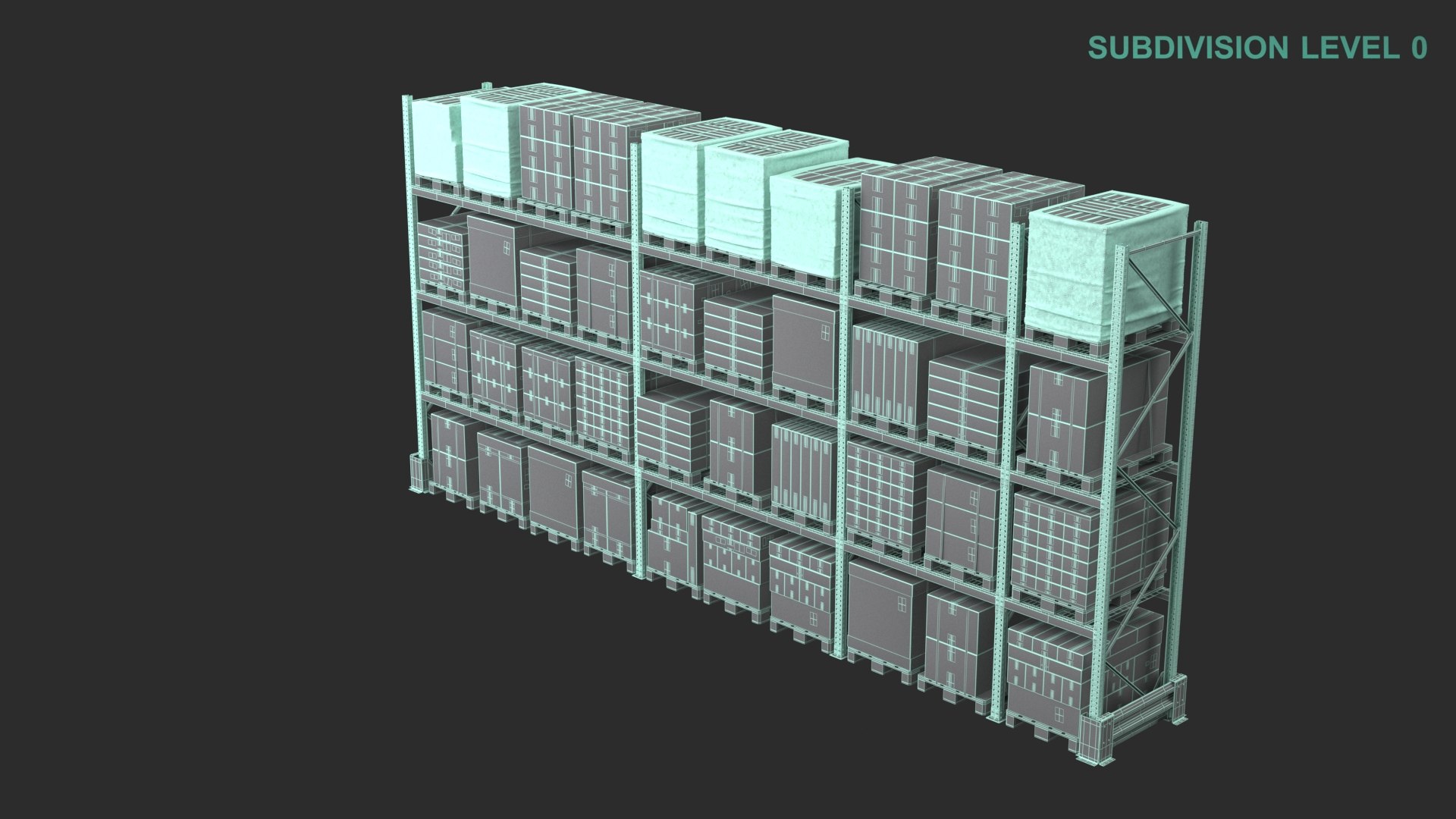 Warehouse Shelf With Pallets 3D model - TurboSquid 2089144