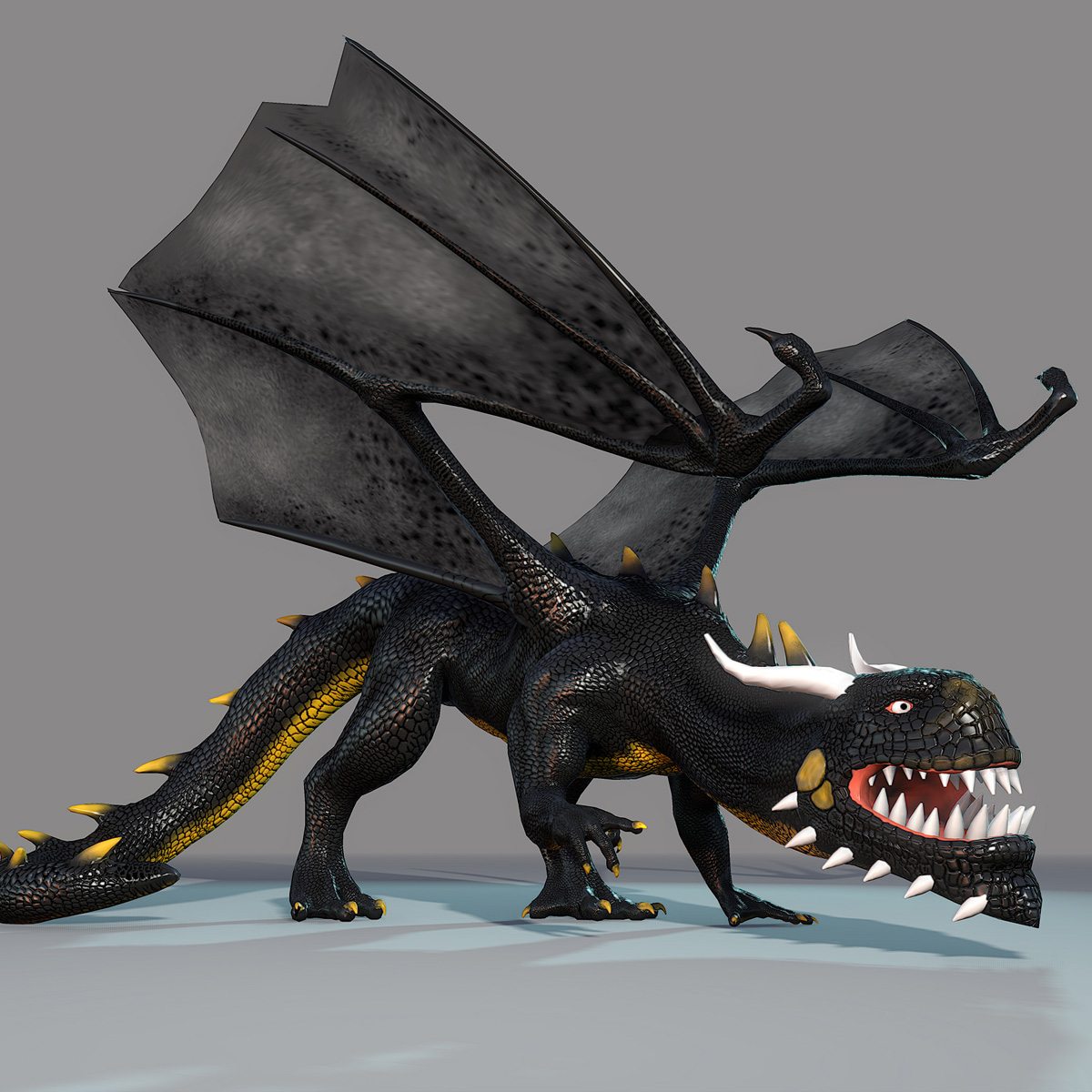 3d model fantasy dragon black