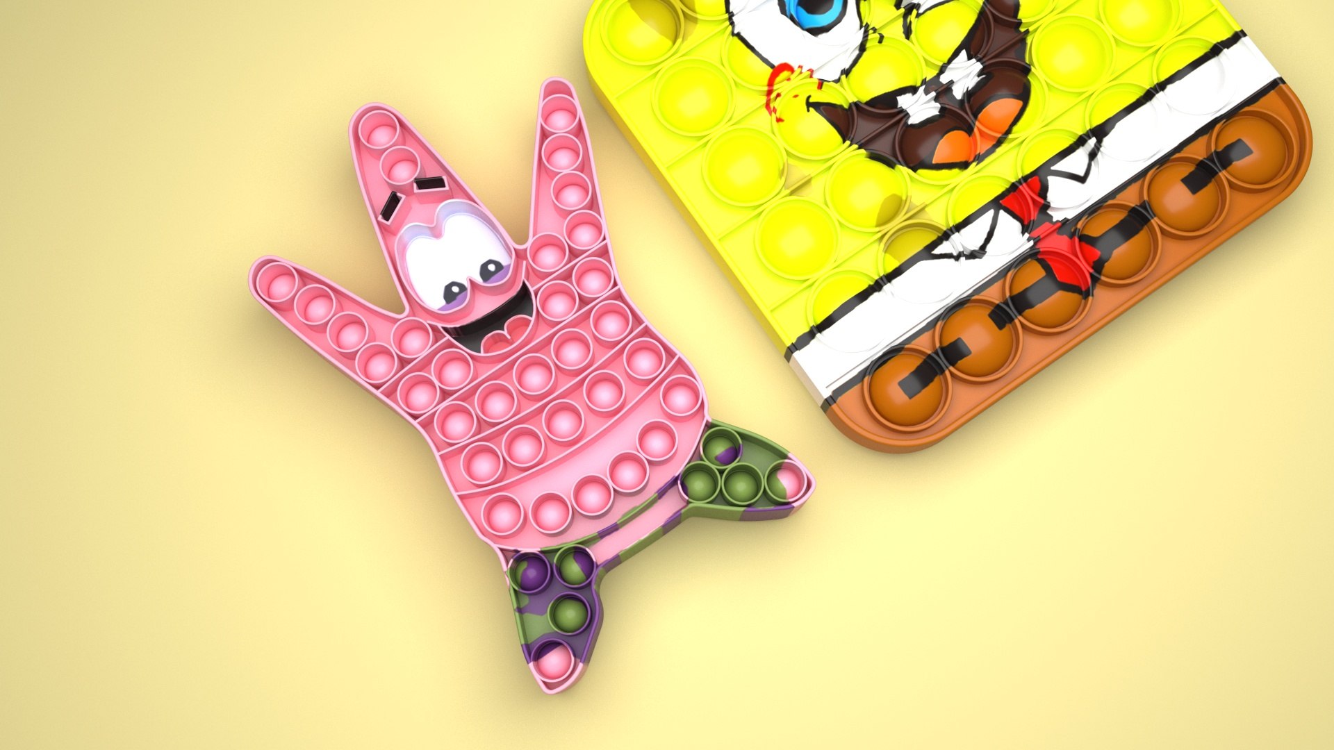 3D model Spongebob and Patrick Pop It Fidget Toys Set - TurboSquid 1815937