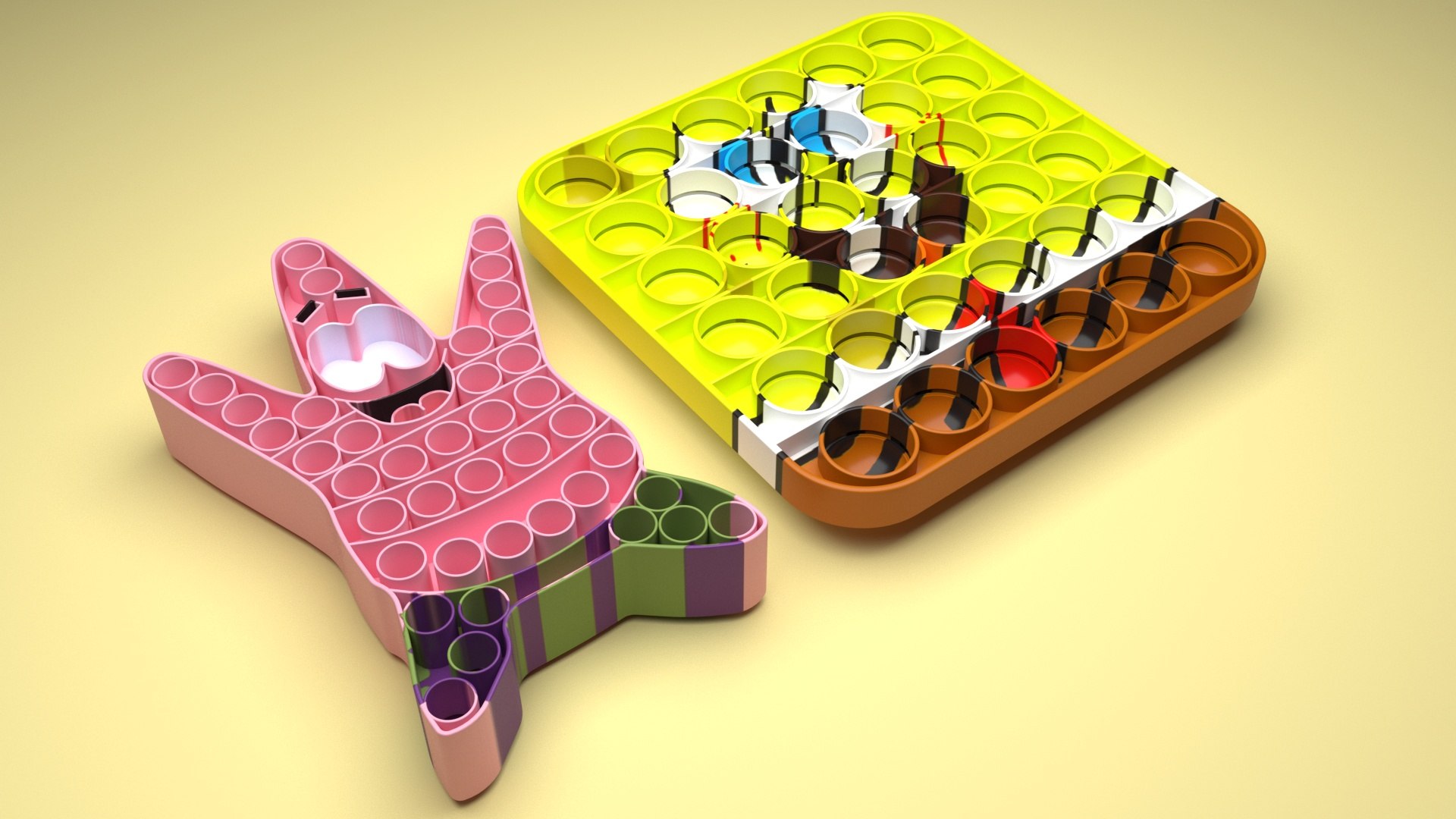 3D model Spongebob and Patrick Pop It Fidget Toys Set - TurboSquid 1815937