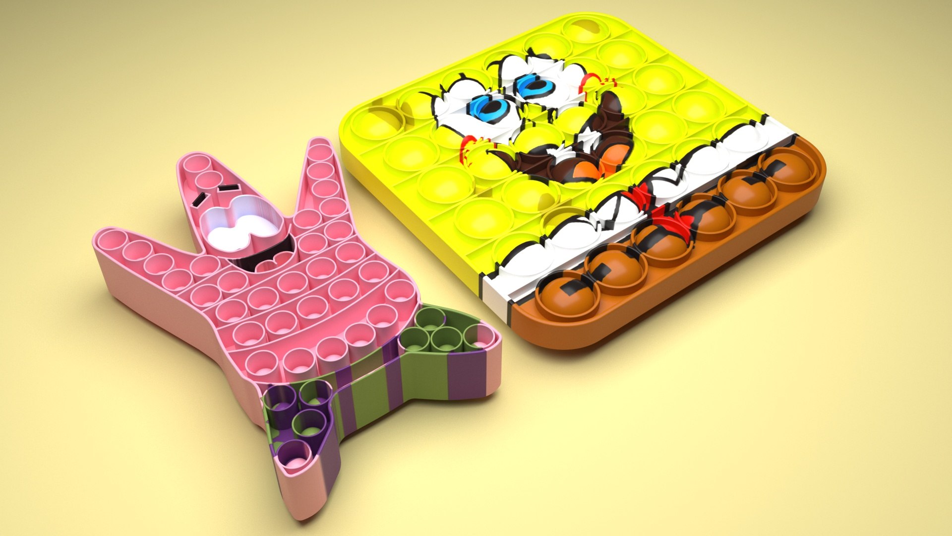 3D model Spongebob and Patrick Pop It Fidget Toys Set - TurboSquid 1815937