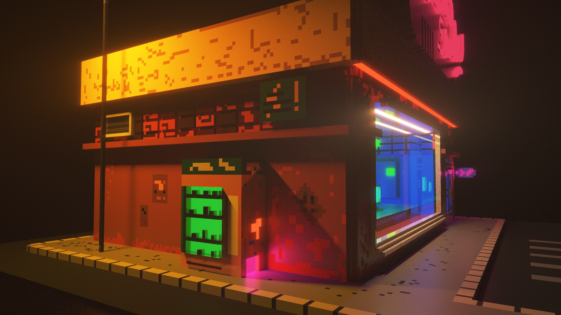 3D Voxel Retro Radio Station With Interior - TurboSquid 1761495