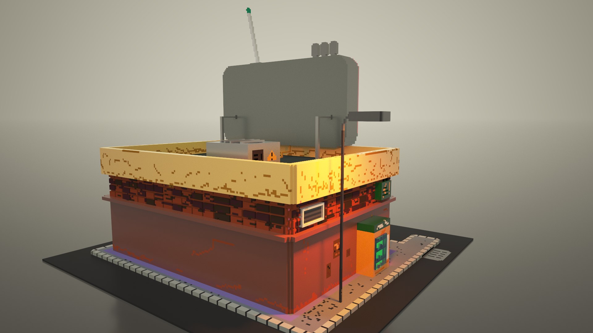 3D Voxel Retro Radio Station With Interior - TurboSquid 1761495