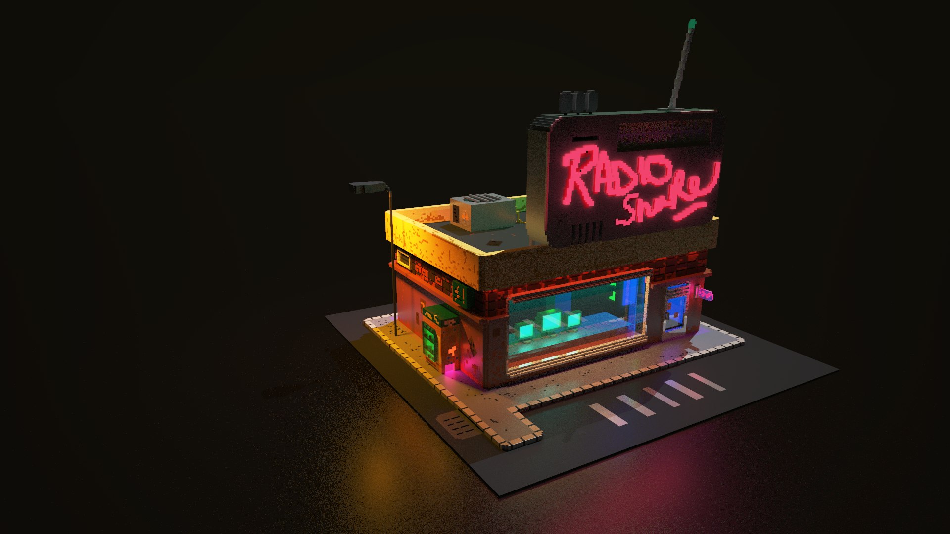 3D Voxel Retro Radio Station With Interior - TurboSquid 1761495