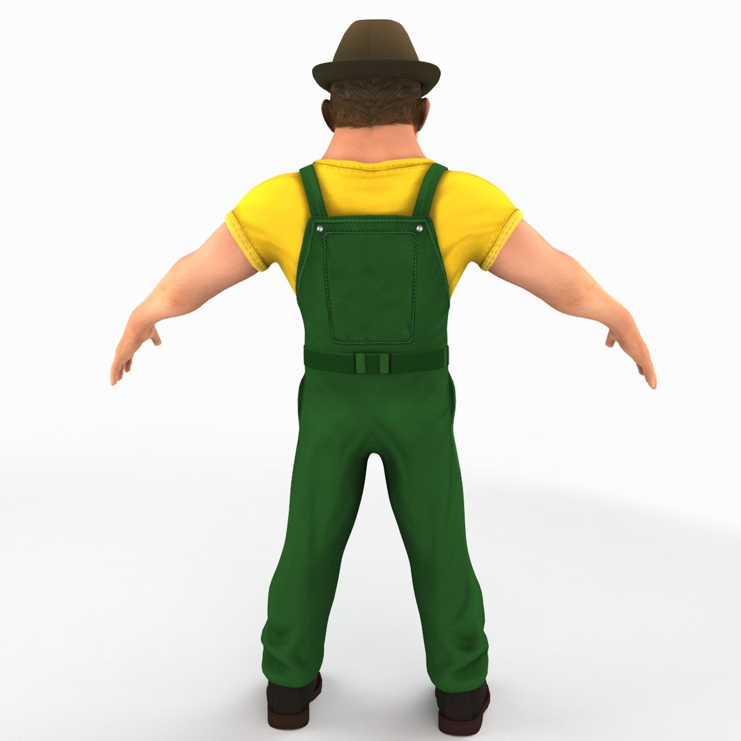 Laborer Cartoon Man 3ds