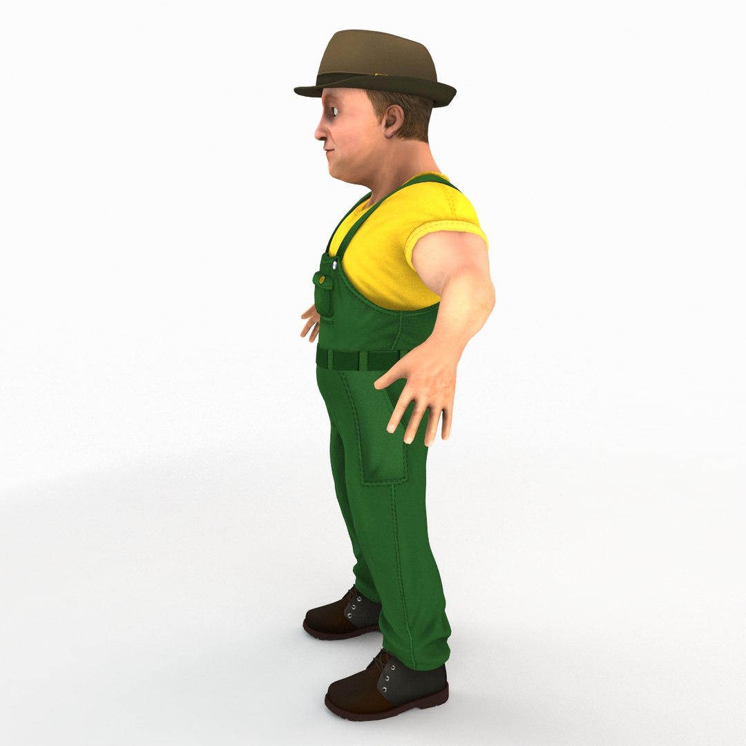 Laborer Cartoon Man 3ds