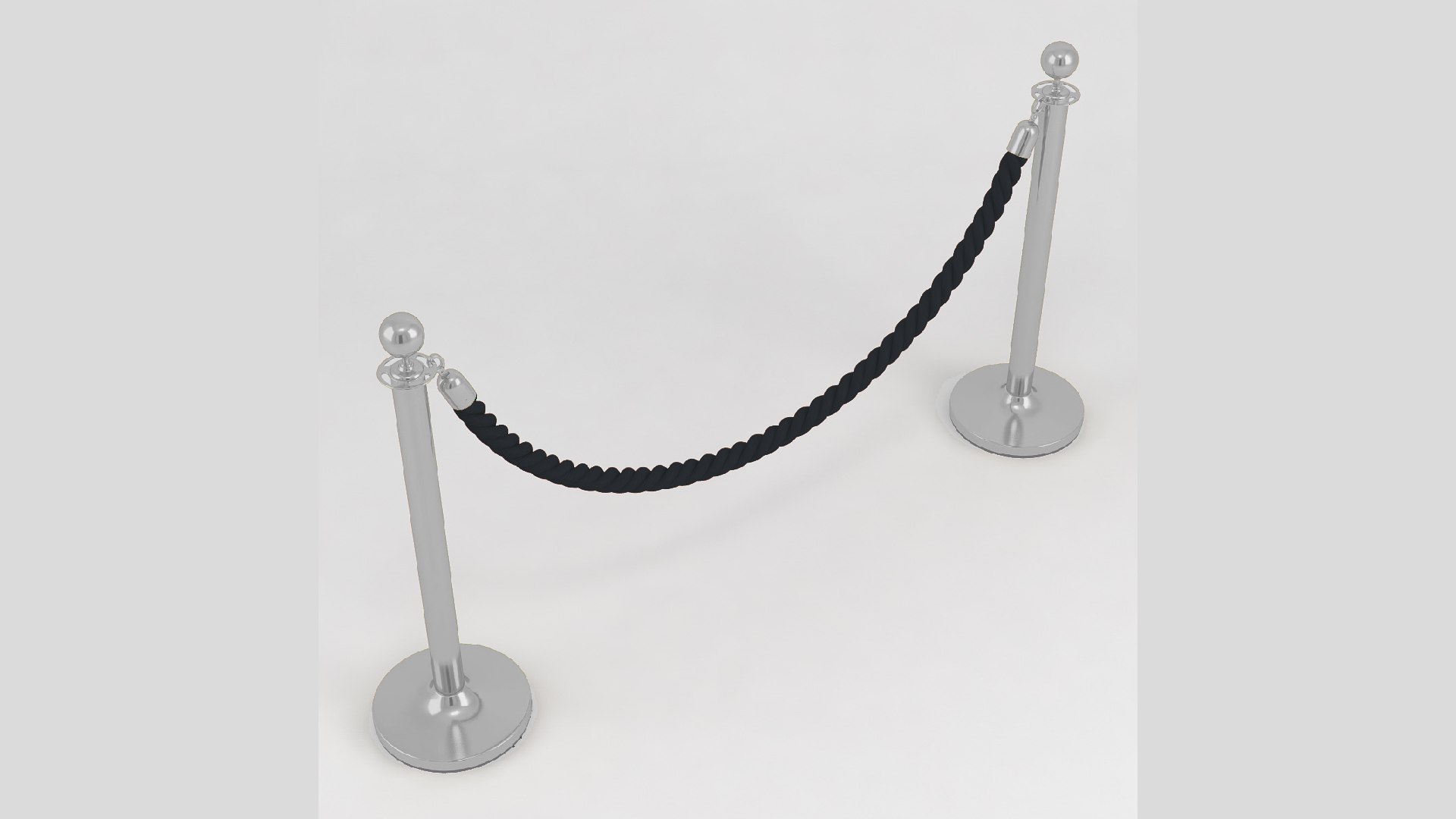 3D Silver Stanchion Black Velvet Rope - TurboSquid 2298433