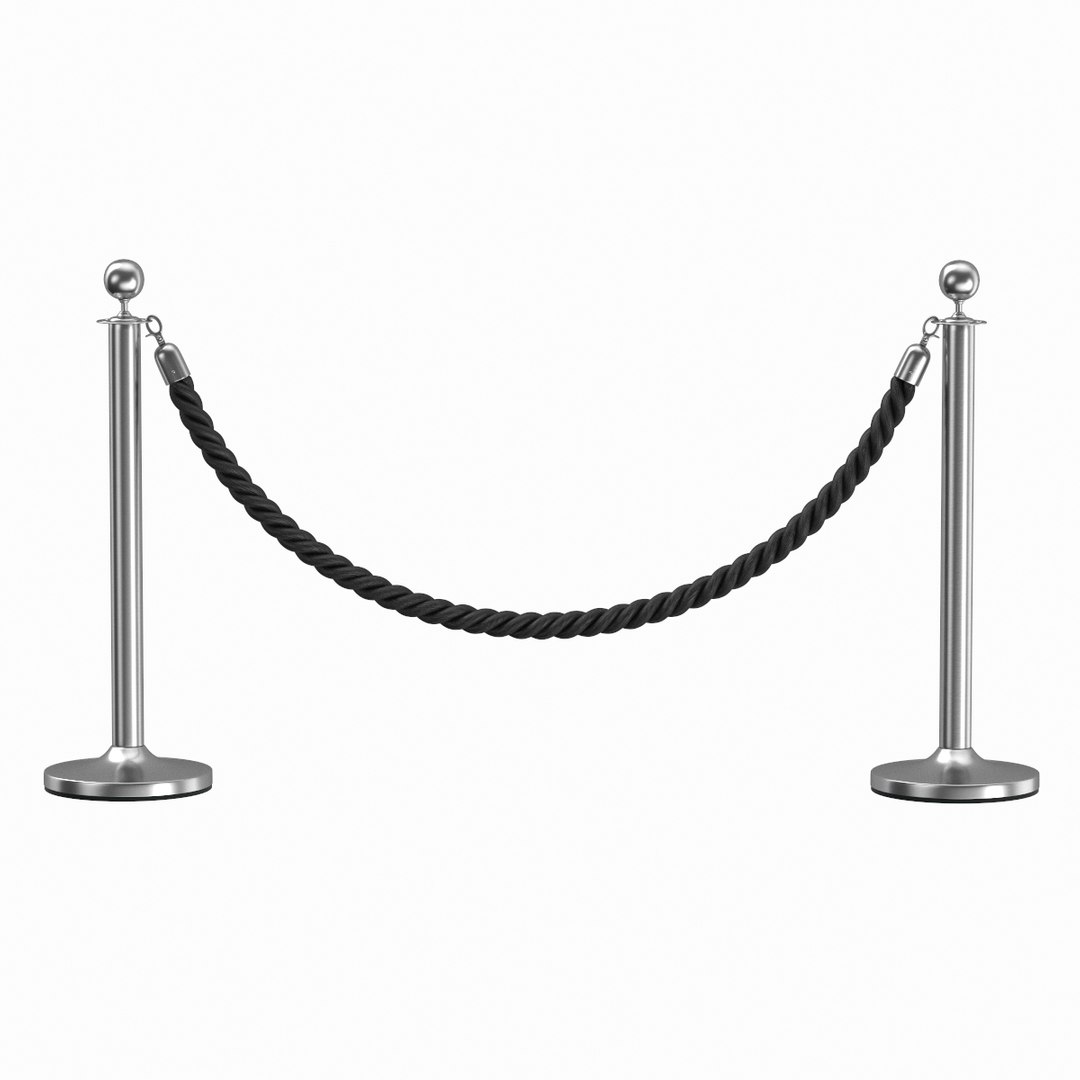 3D Silver Stanchion Black Velvet Rope - TurboSquid 2298433