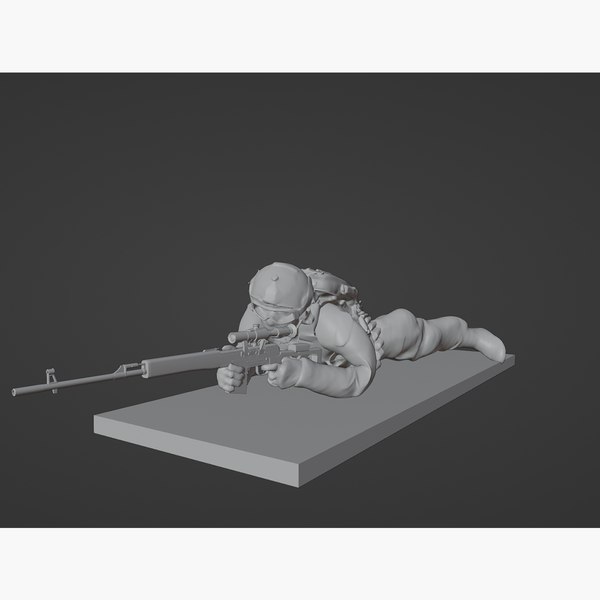 Figures of a lying down soldier with SVD STL 3D model - TurboSquid 1951562