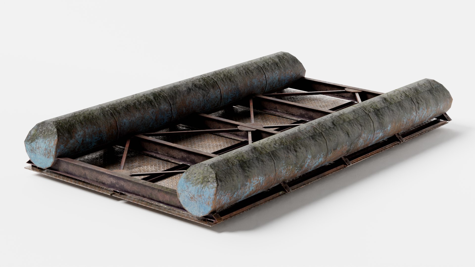 3D Old metal army floating bridge pontoons an3 - TurboSquid 1964994
