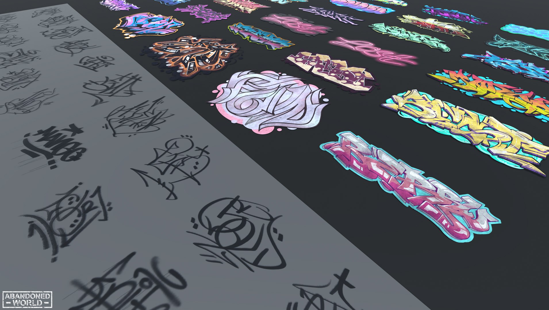 3D Graffiti Pack Decals V For UE4 And Unity - TurboSquid 1925854