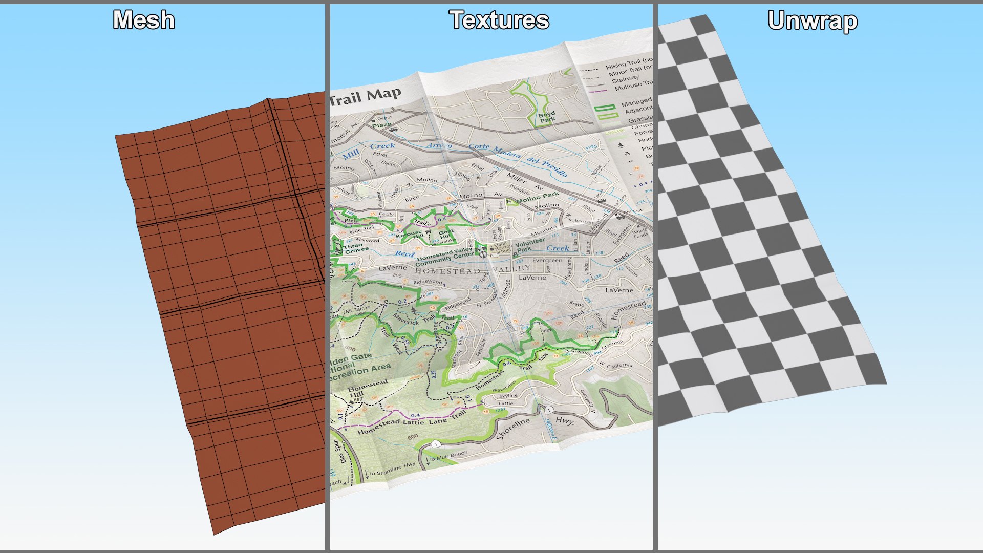 3D Model Topographic Trail Map - TurboSquid 2312394