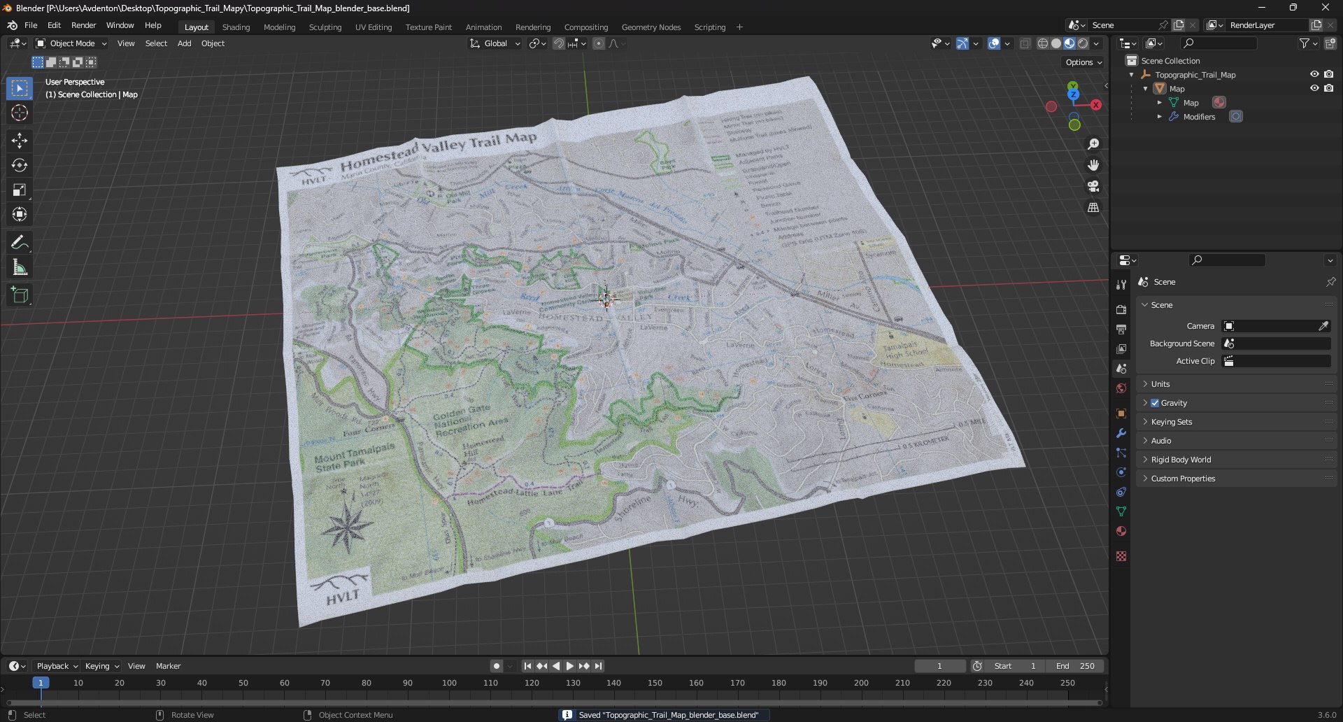 3D Model Topographic Trail Map - TurboSquid 2312394