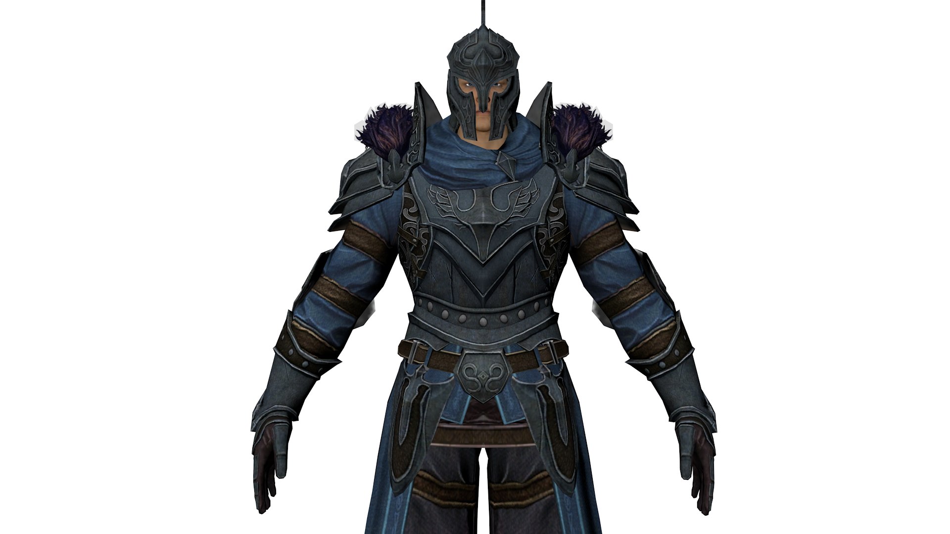 3D Game-Ready Warrior With Blue Armor - TurboSquid 2414036