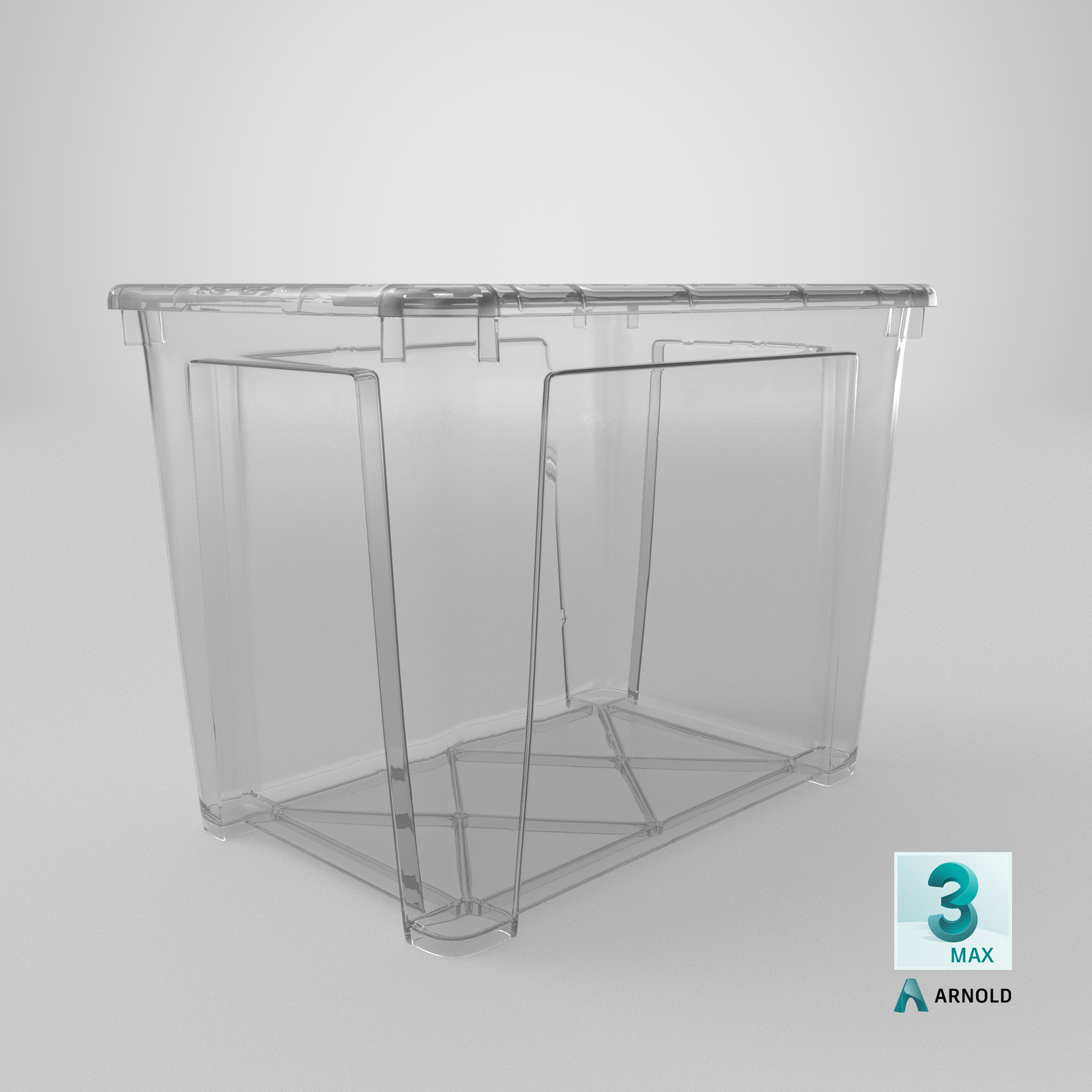 Grande recipiente de plástico transparente com tampa Modelo 3D ...