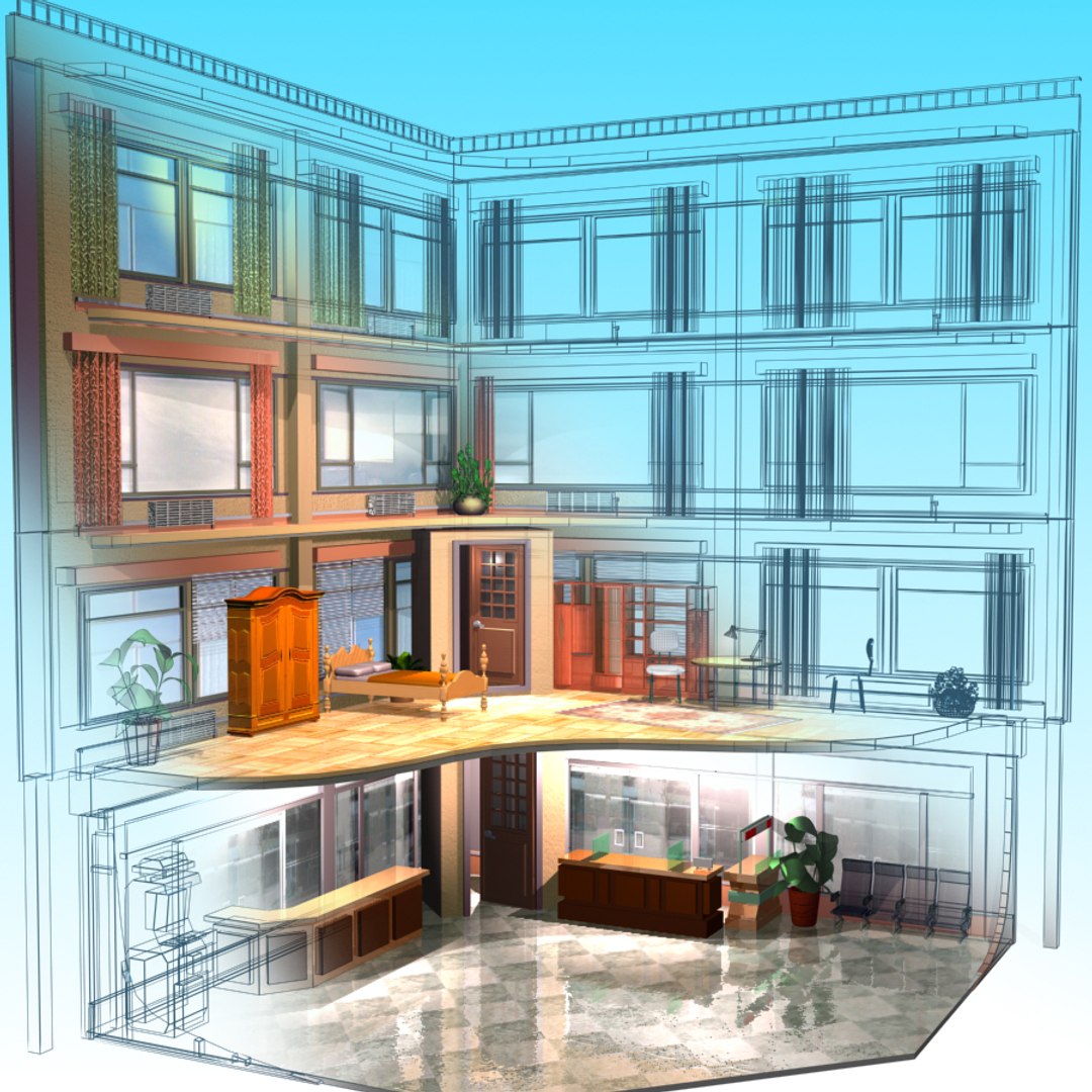 City Building Cutaway 3ds