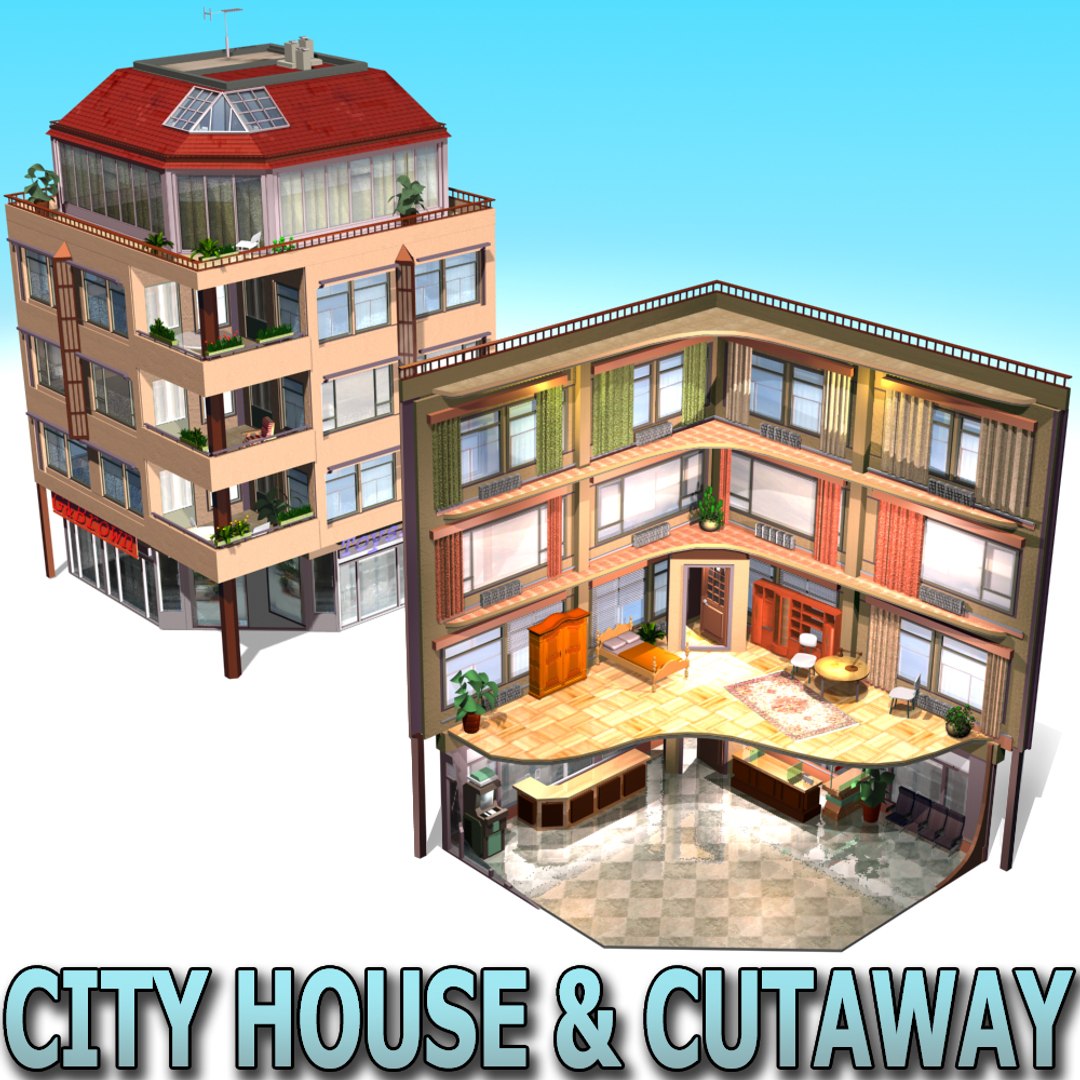 City Building Cutaway 3ds