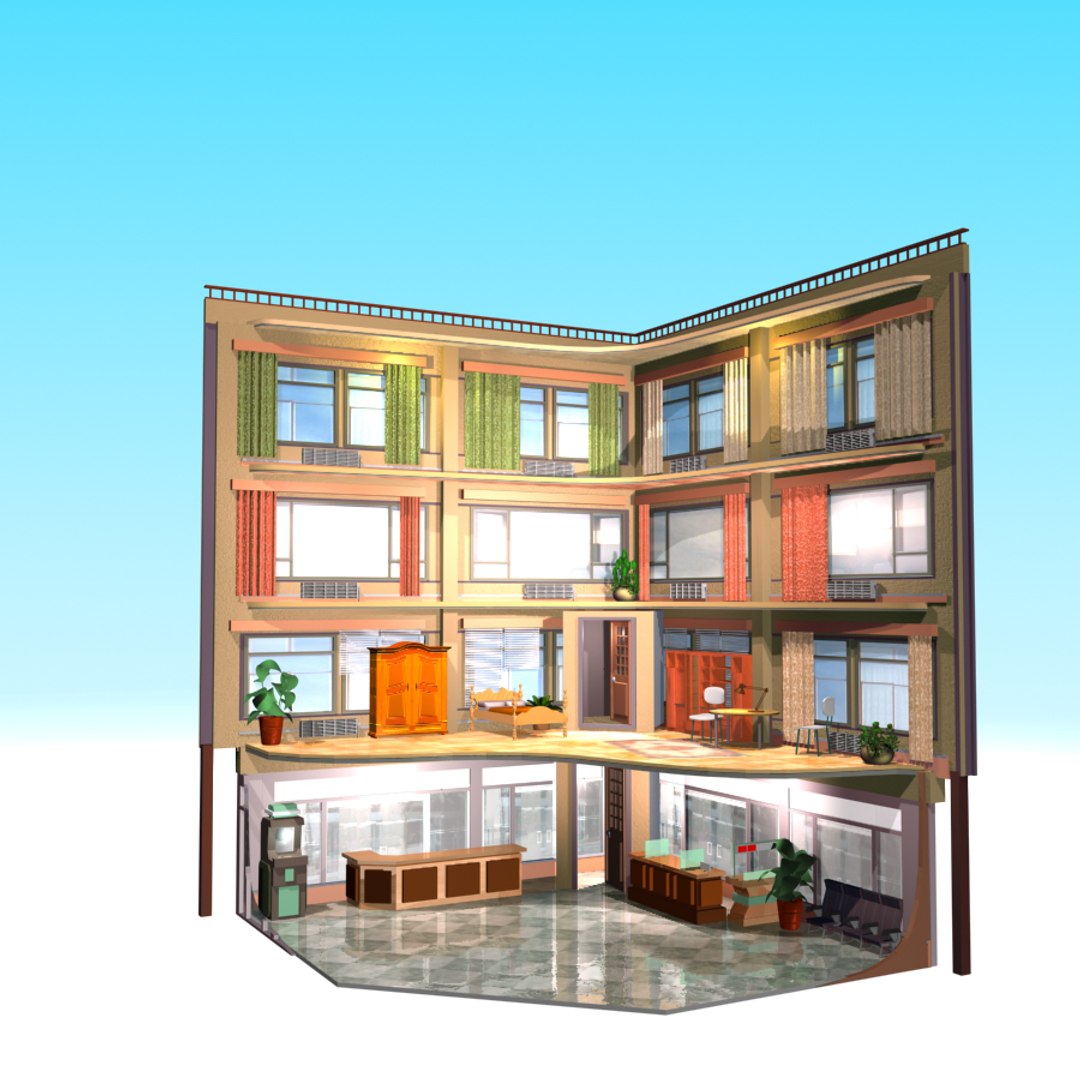 City Building Cutaway 3ds