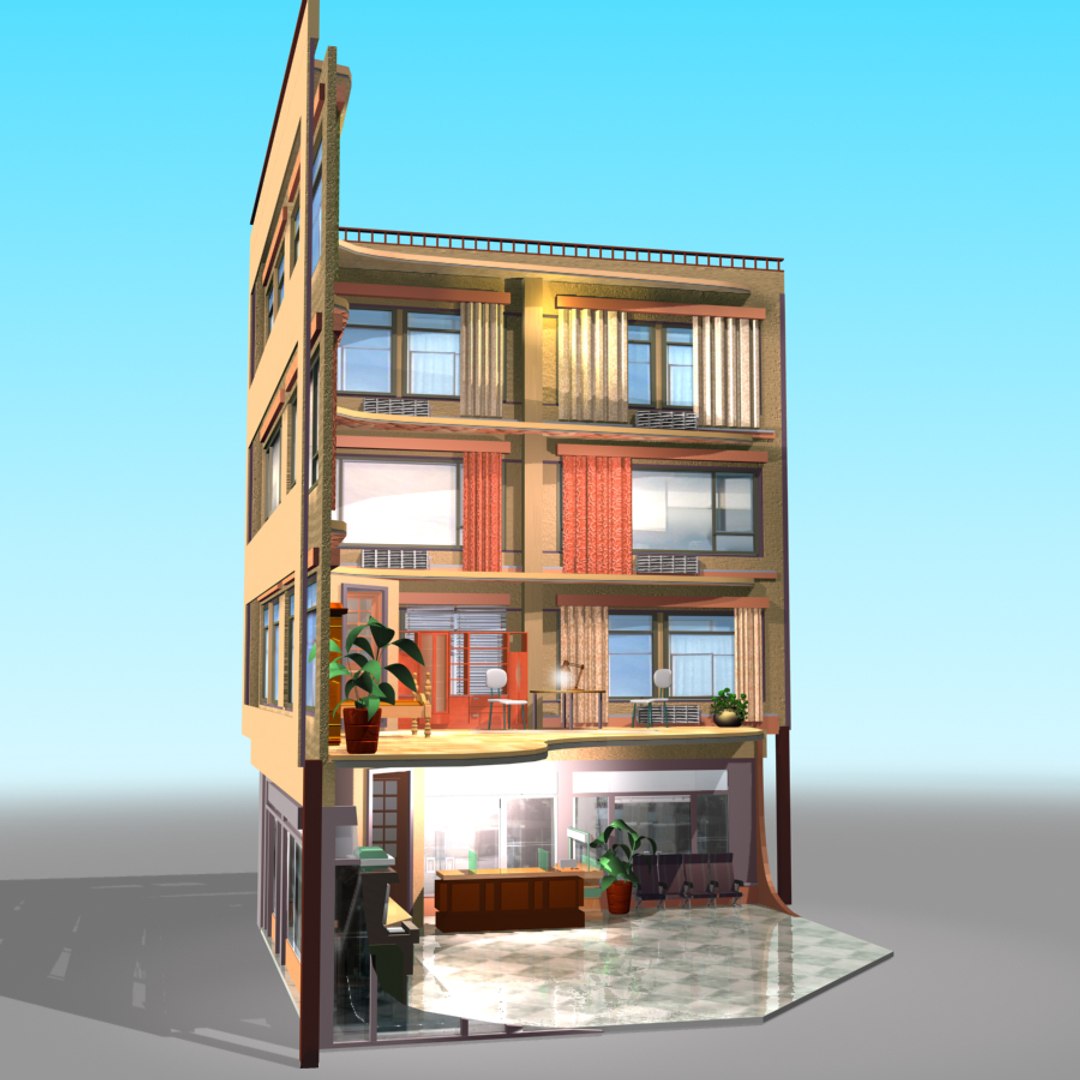 City Building Cutaway 3ds