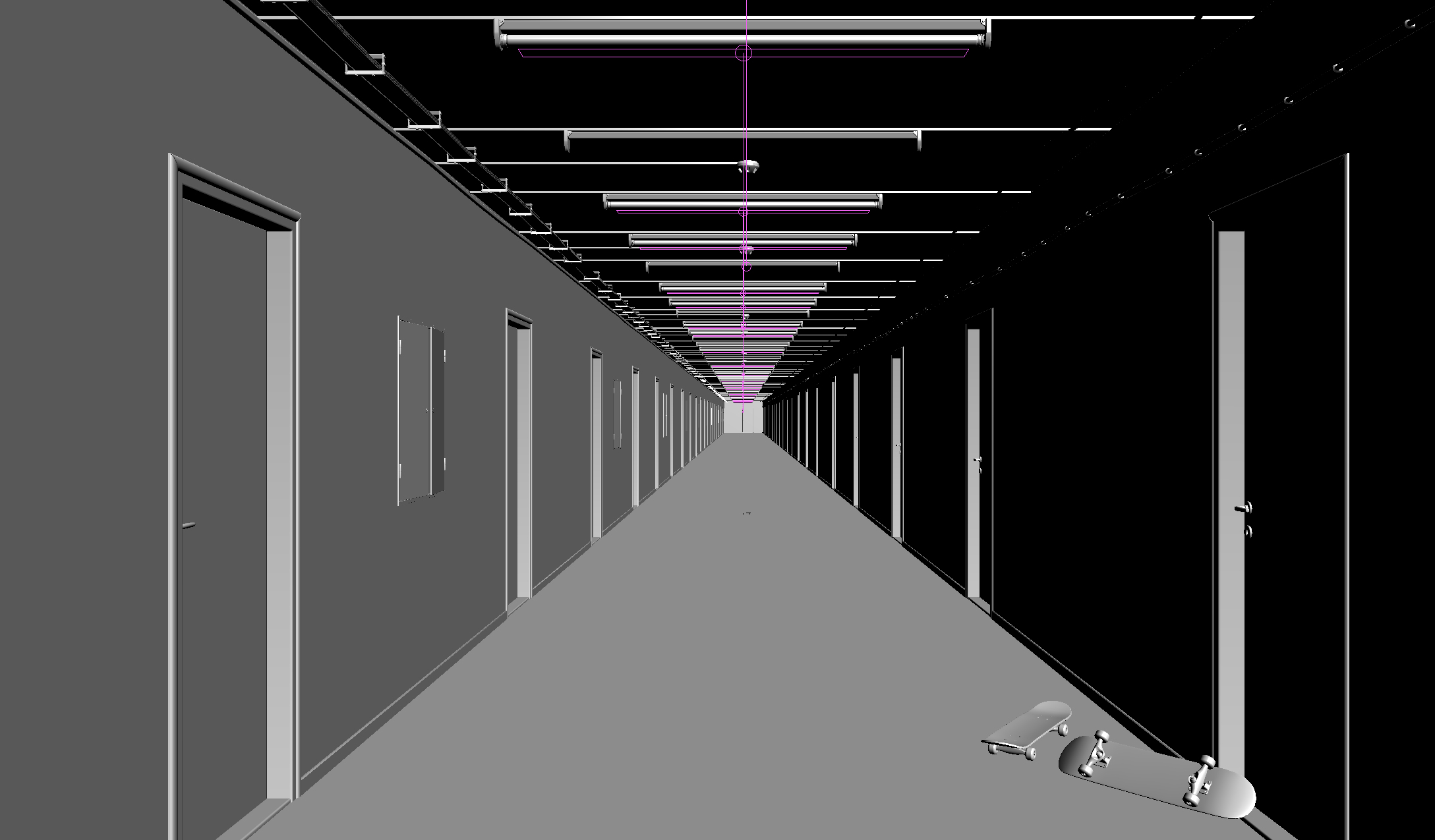 3D infinite corridor room model - TurboSquid 1431652