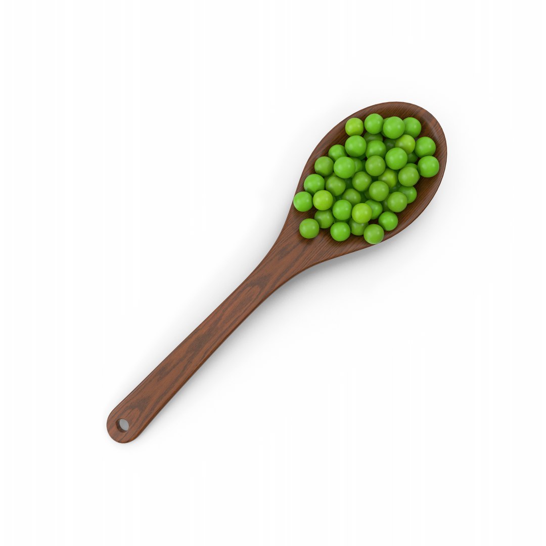 Wooden Spoon With Green Peas 3D model - TurboSquid 1836949
