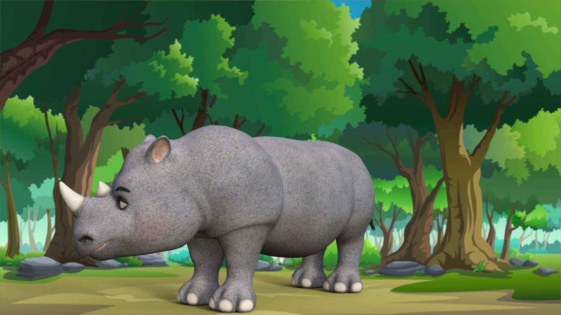 Cartoon Rhino Rigged 3D model - TurboSquid 2017293