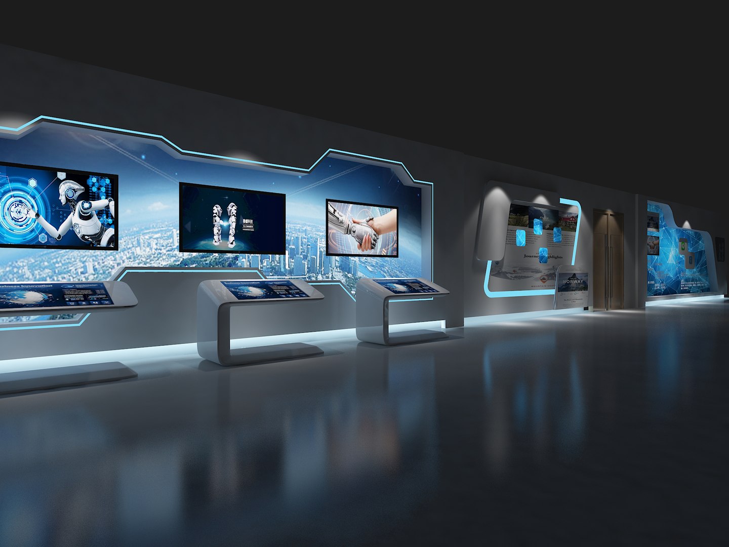 High-Tech Future Exhibition Hall Exhibition Wall Module Technology ...