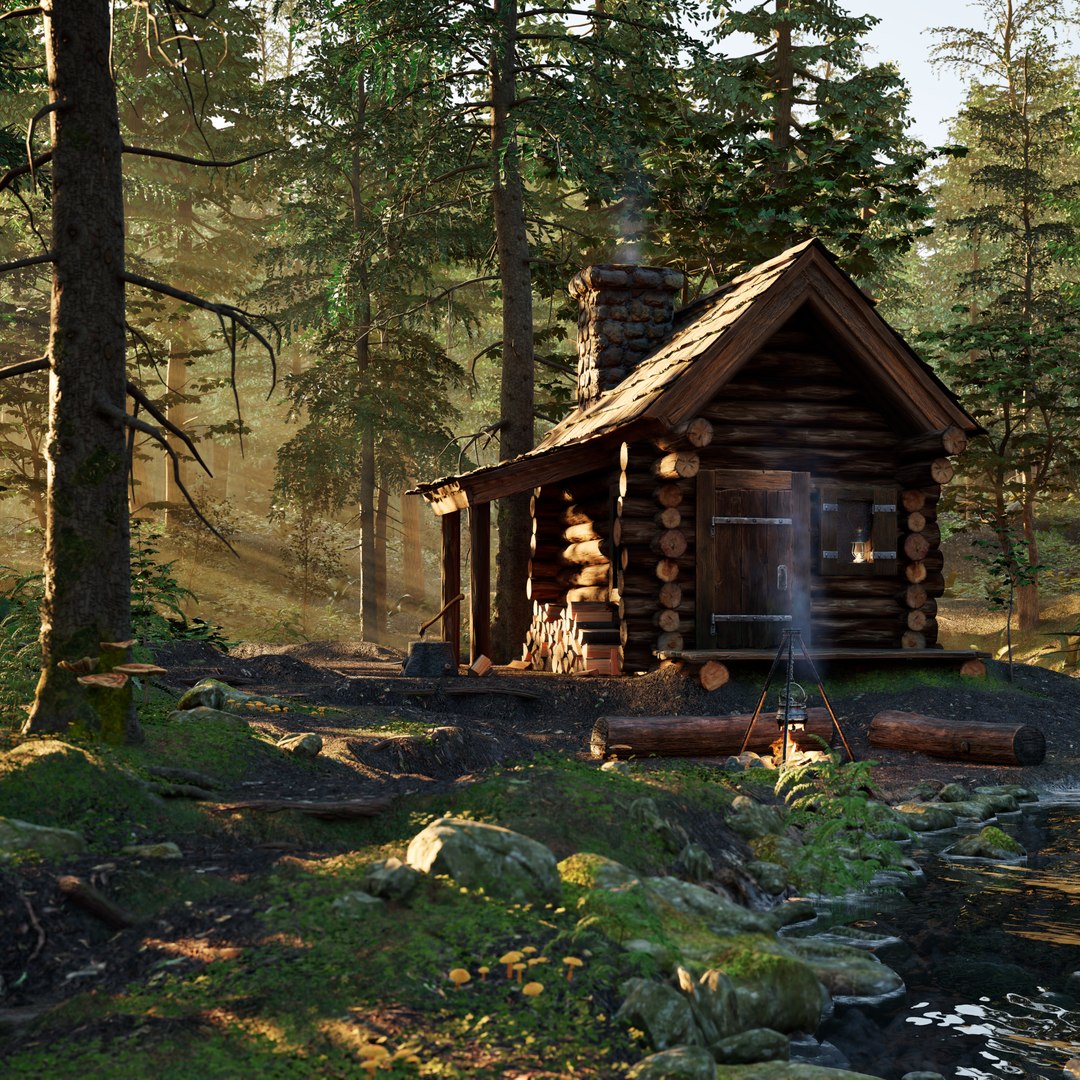 Realistic Log Cabin 3D Model - TurboSquid 2311209