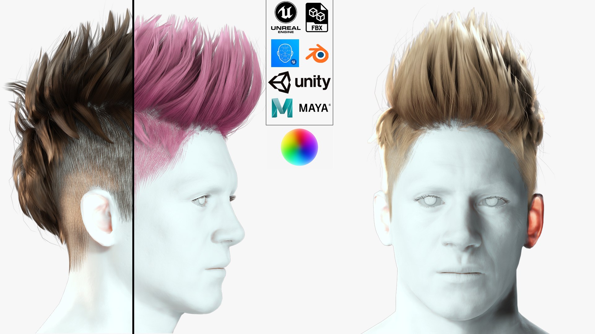3D Realistic Hair hawk cyberpunk model - TurboSquid 2030349
