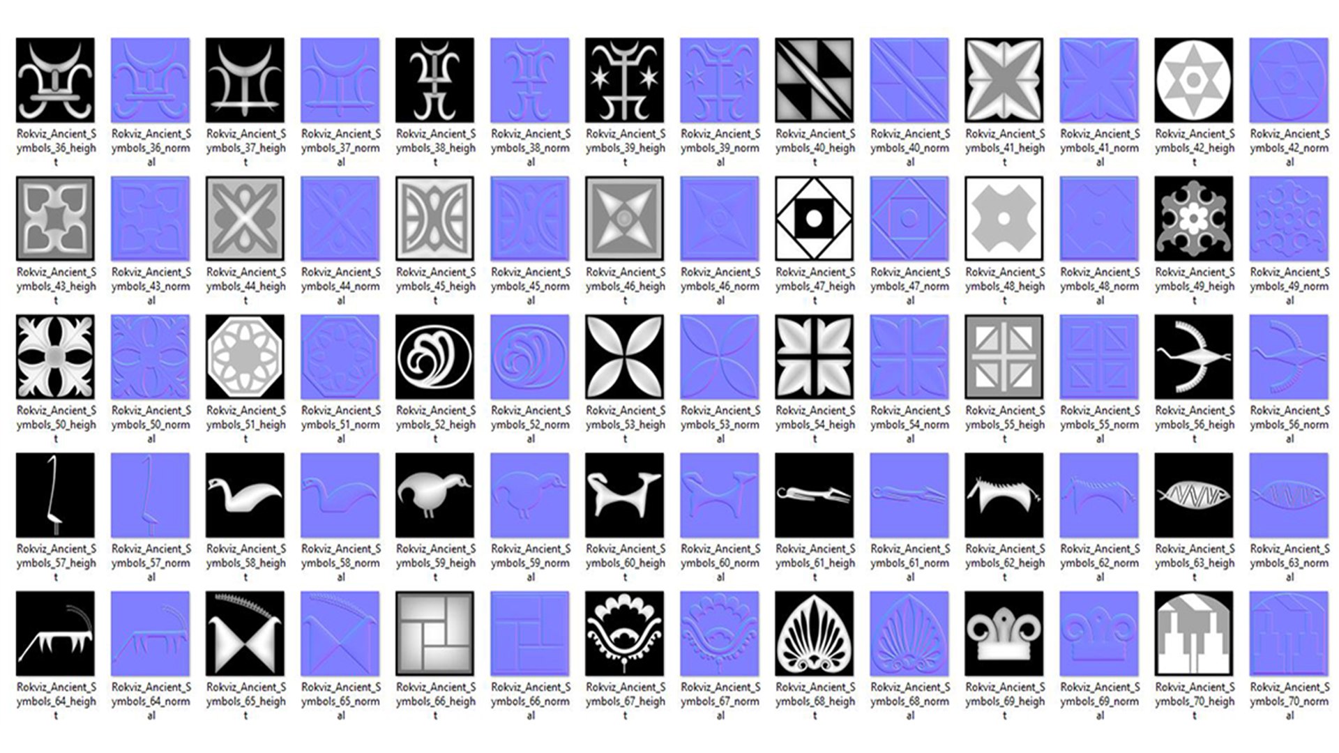 100 Ancient Symbols 3D Models Zbrush Brushes Alpha And Normal Textures ...
