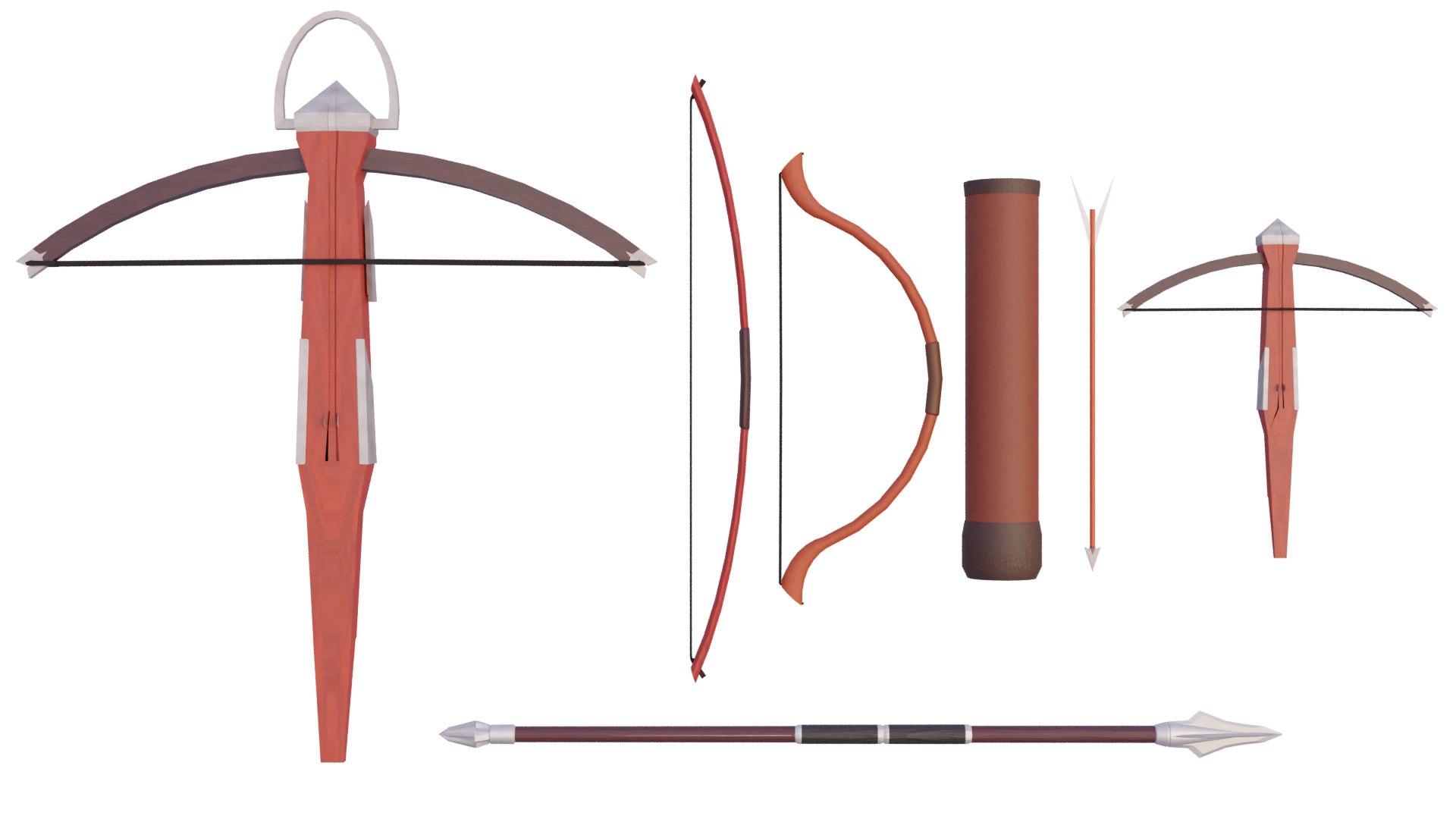 3D Medieval Long Range Weapons 7 Items Model - TurboSquid 2374017