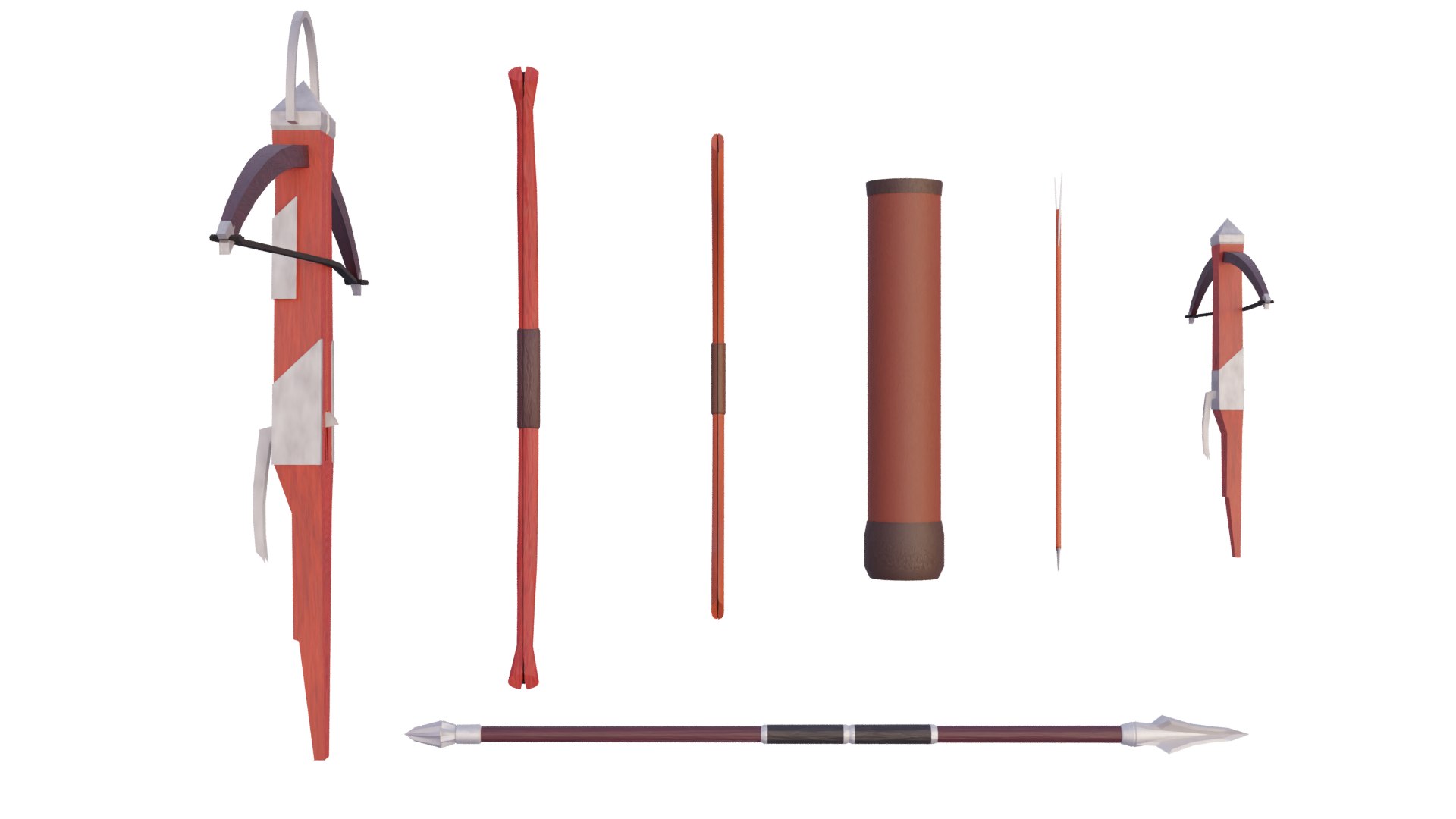 3D Medieval Long Range Weapons 7 Items Model - TurboSquid 2374017